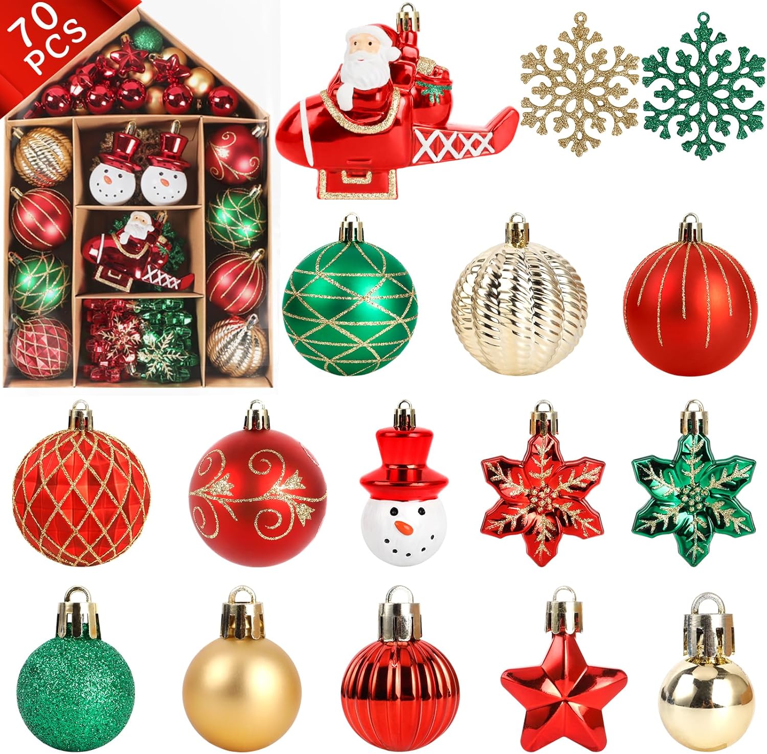 AQXONG Set di 70 Palline di Natale, Kit Artigianale per Decorare l ...