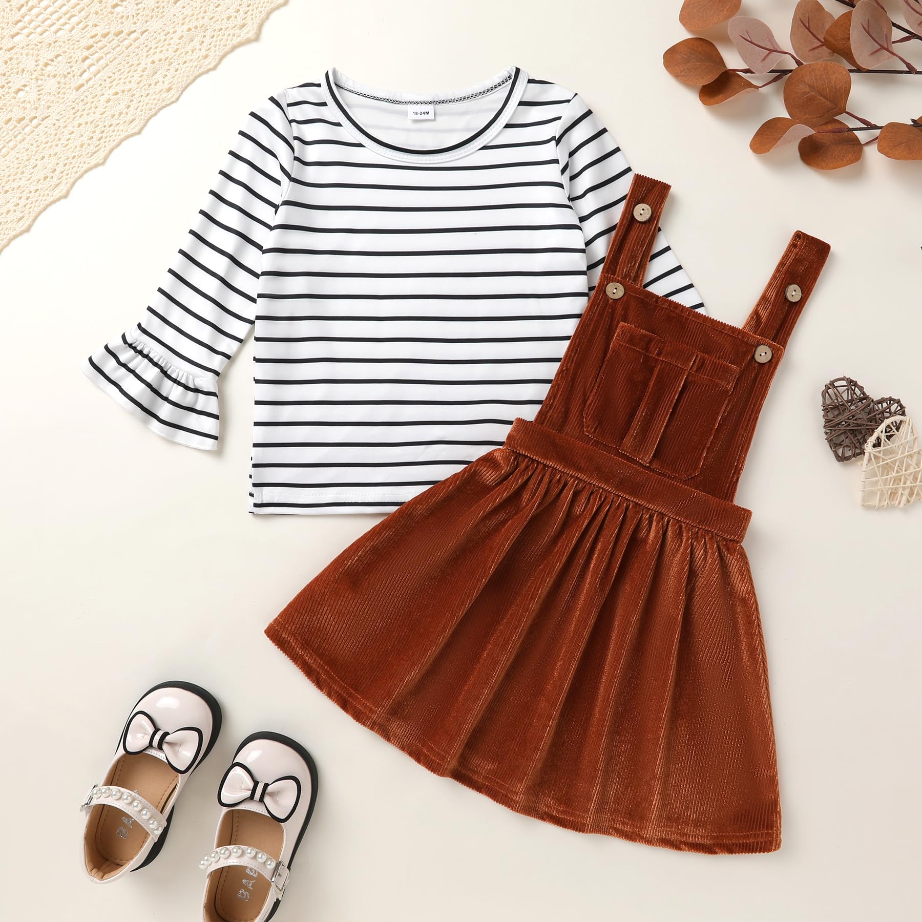 Snapklik.com : Toddler Baby Girl Fall Outfit Long Sleeve Stripe T-Shirt ...