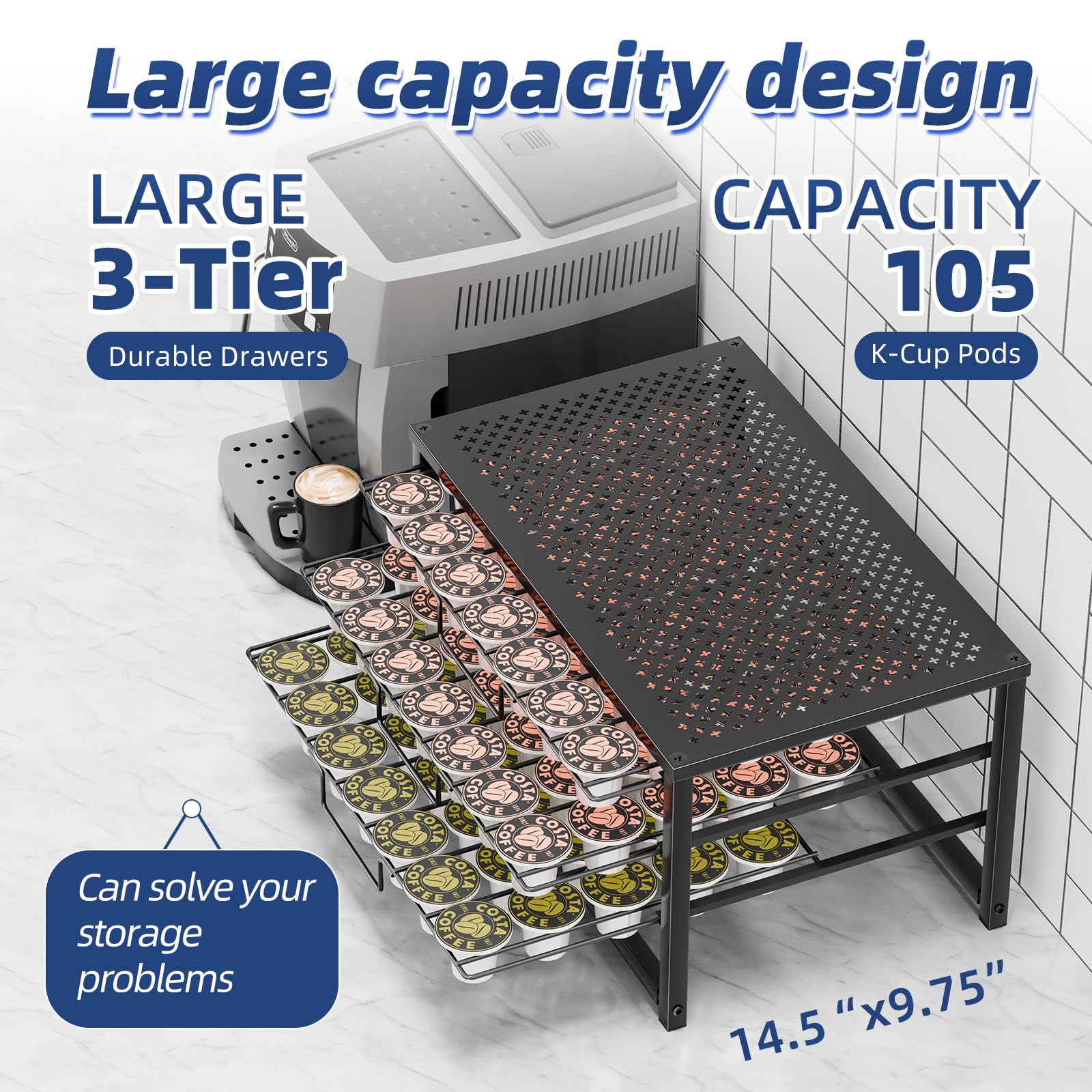 Snapklik.com : 3-Tier Coffee Pod Holder,160 Pod Pack Capacity Rack ...