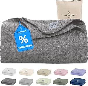 Amazon.com: Cloud Scape Linen 100% Cotton Blanket King Size for Bed – Lightweight Summer Blanket ...