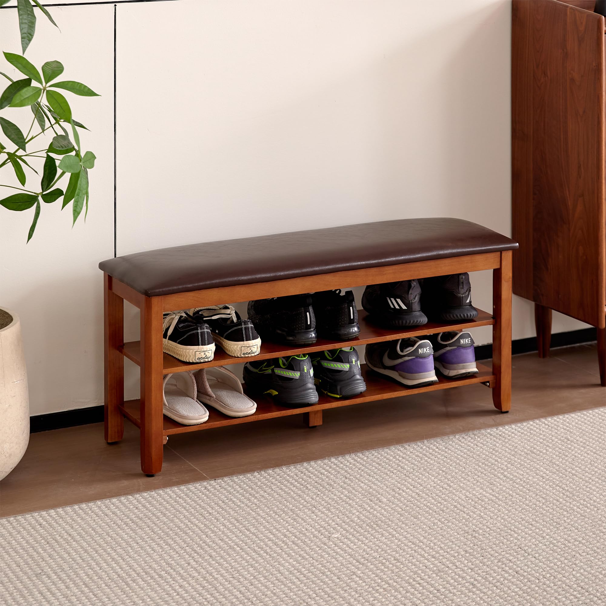 Amazon.com: Honyee 39.4" x 11.8" x 18" Shoe Bench, 2 Tiers Height ...