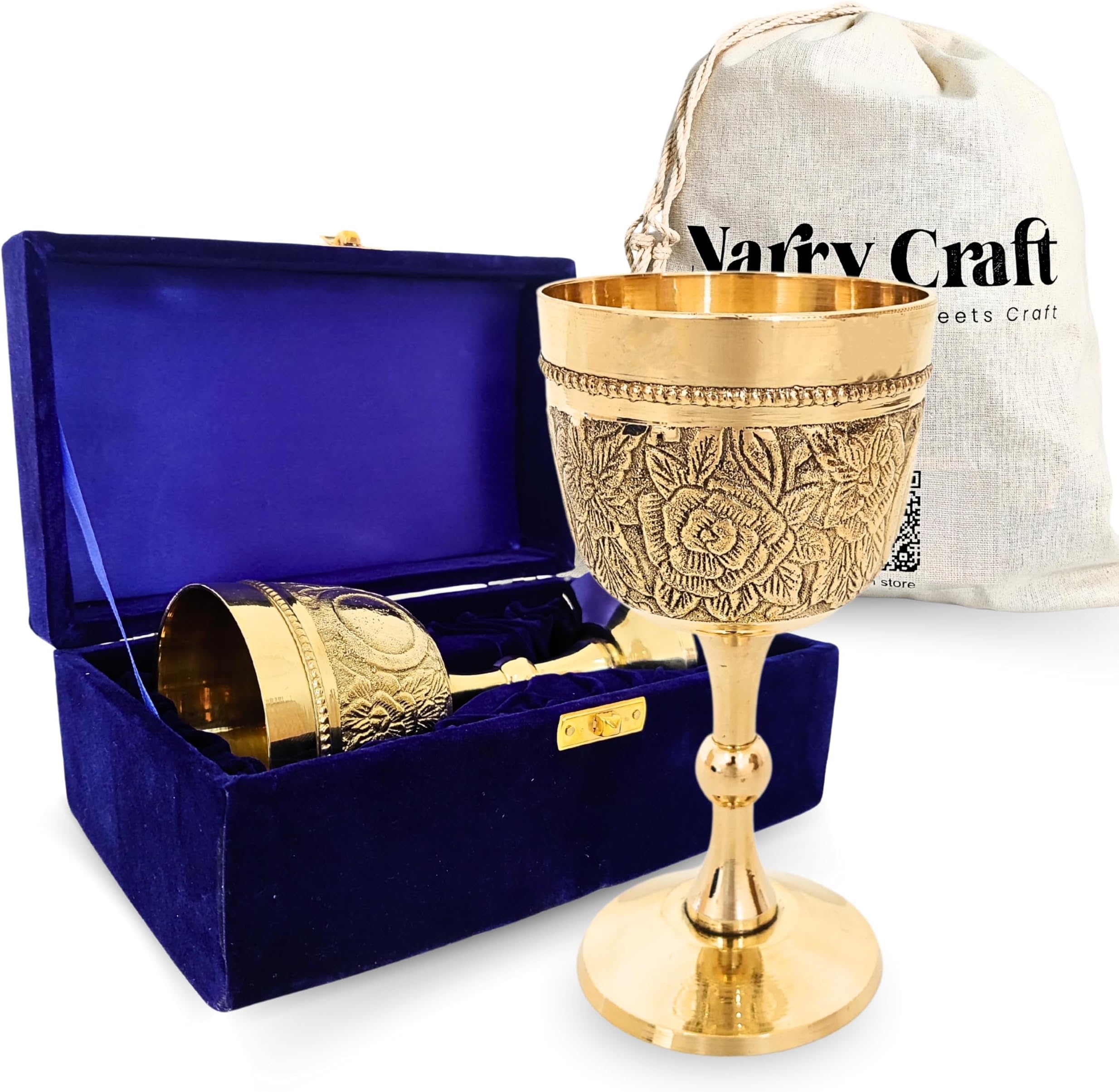 Amazon.com | VETERIS Brass Wine Goblet -Plated Decorative Ornate ...