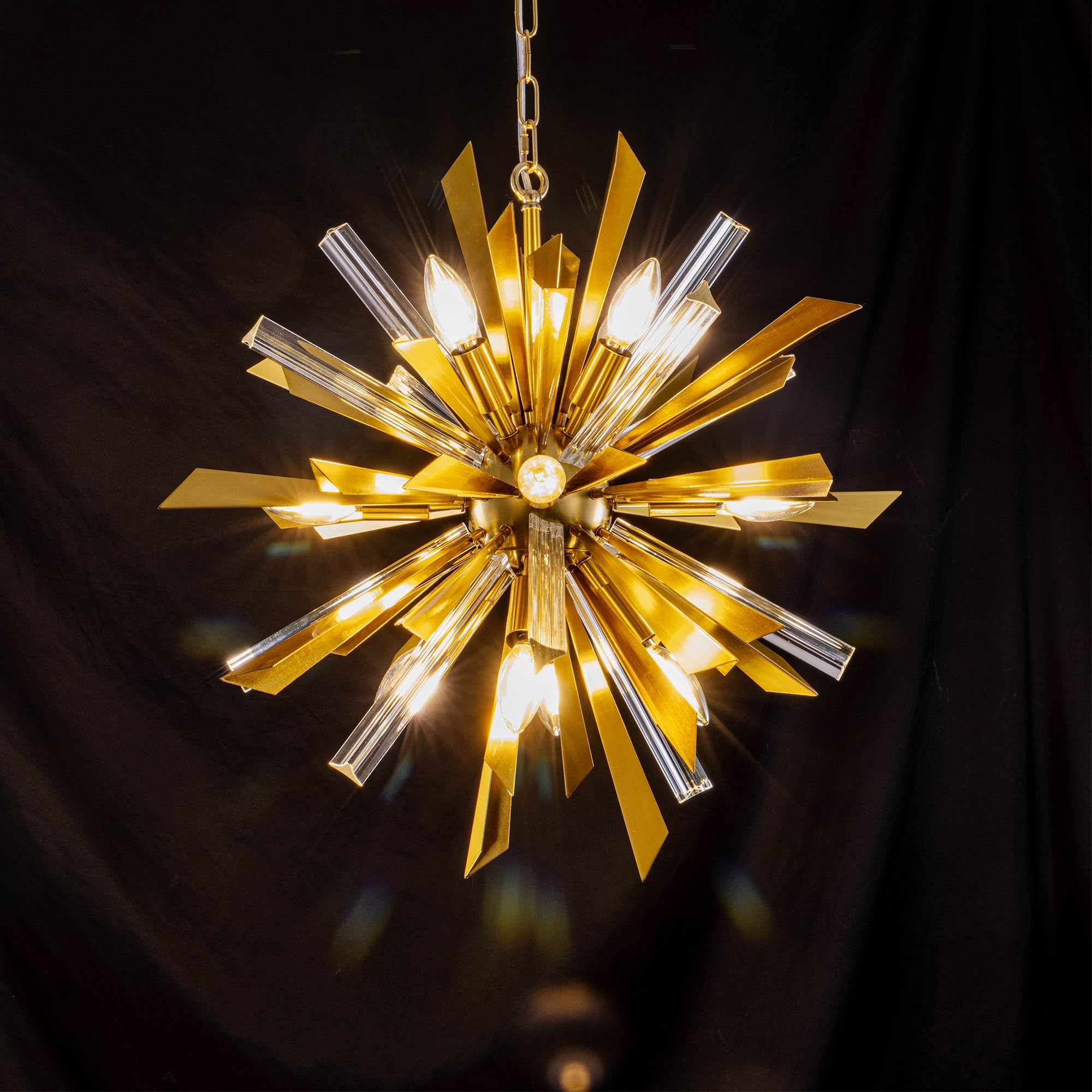 TOCHIC Gold Sputnik Chandelier Light 12 Lights, 24" Modern Starburst ...
