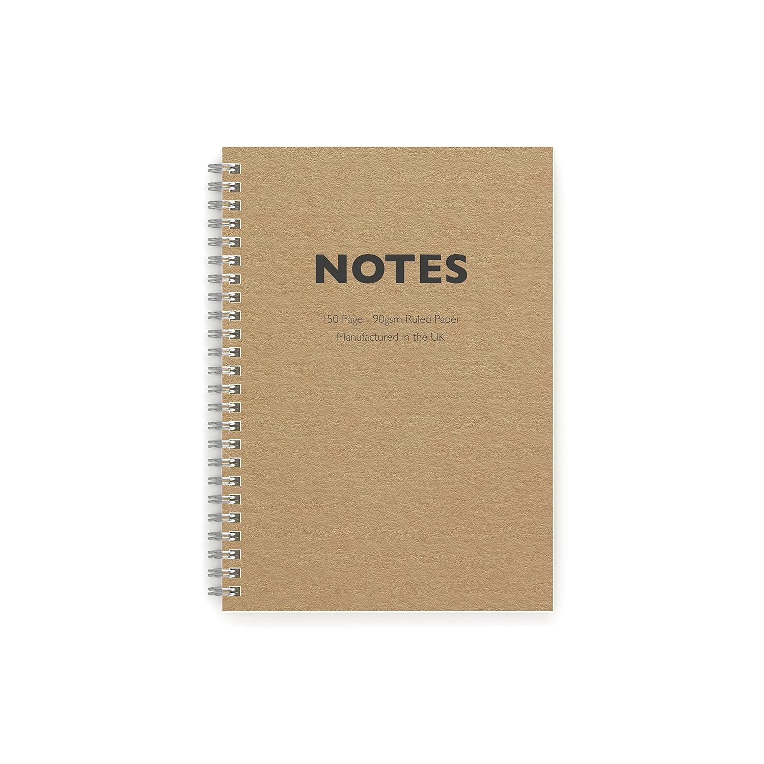 Classic Notes - Kraft A5 wiro Sustainable Notebook - 150 Lined Pages/75 ...
