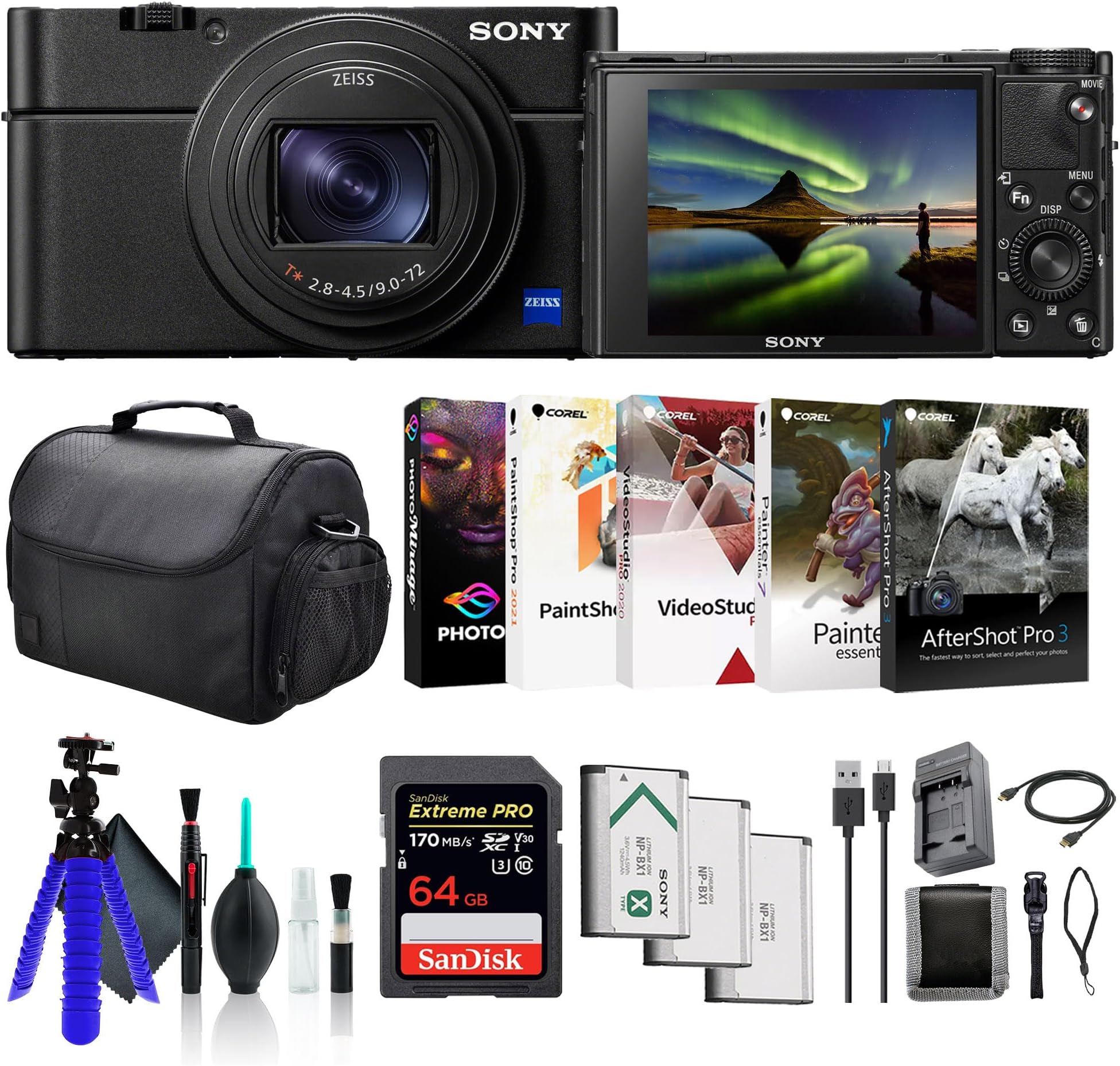 Amazon.com: Sony Cyber-Shot DSC-RX100 VII Digital Camera, Bundle with 64GB Memory Card, Extra ...