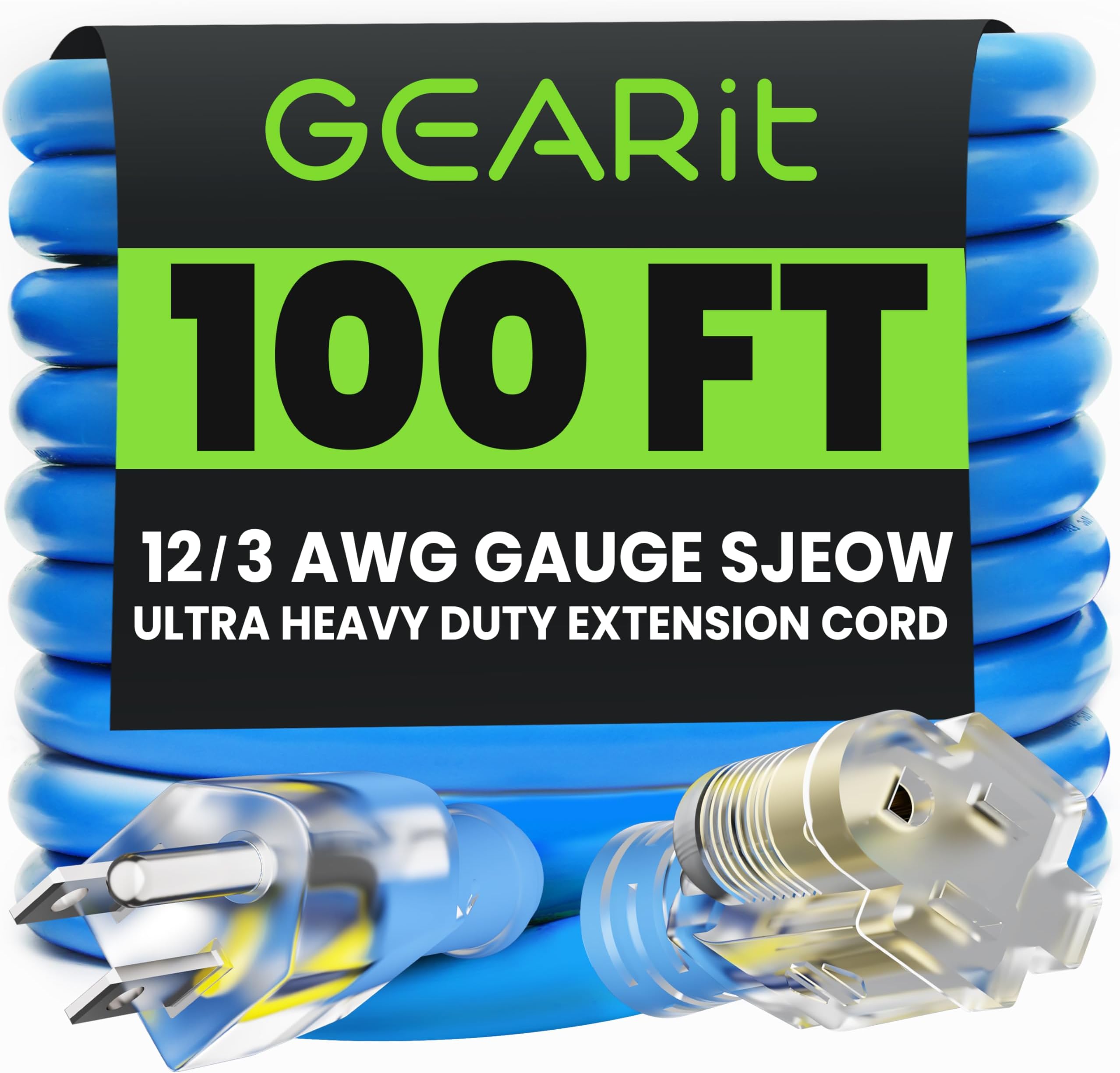 GEARit Outdoor 12 AWG Gauge 3 Prong Plug, Extension Cord, Ultra Heavy ...