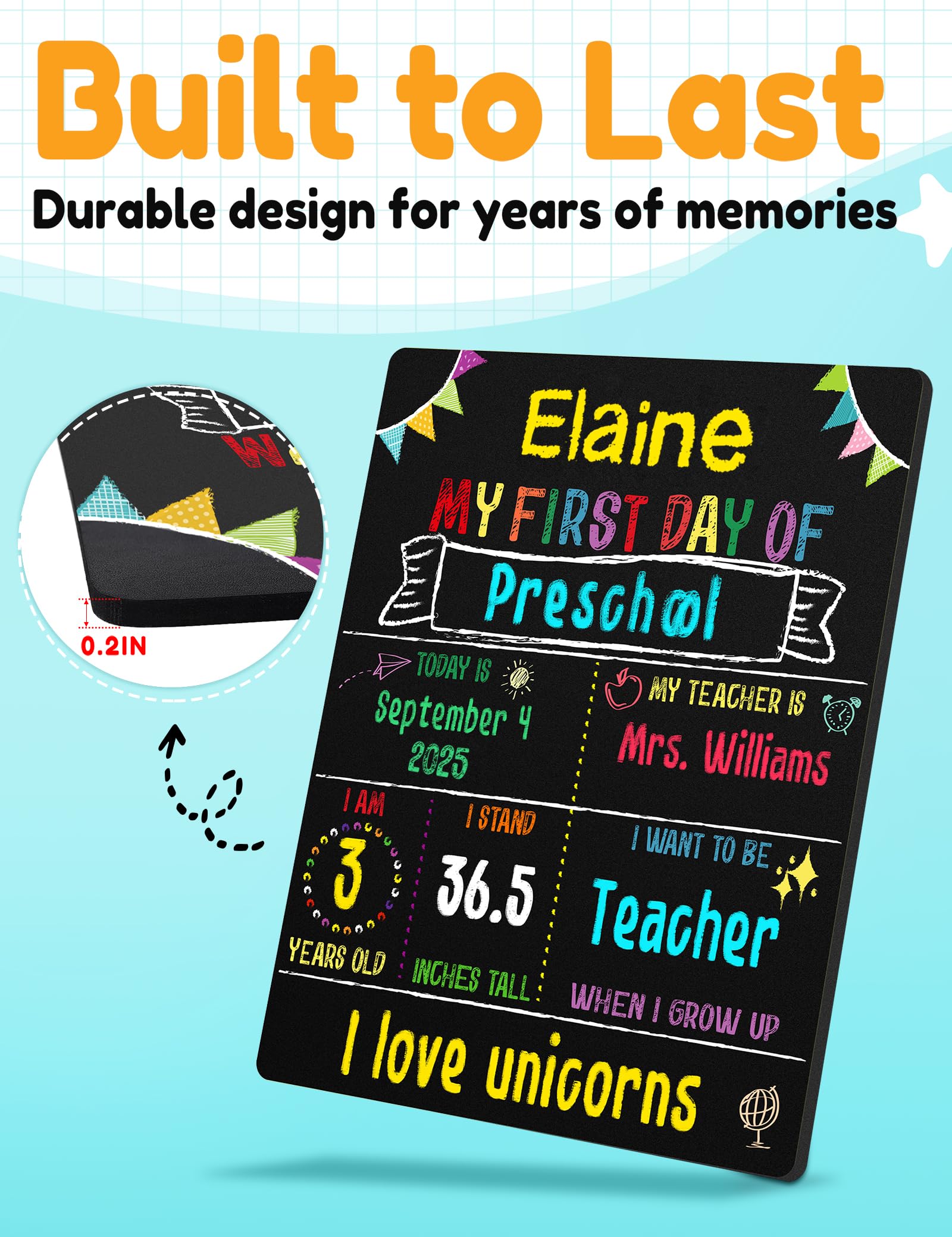 Snapklik.com : SUNEE First & Last Day Of School Chalkboard Sign