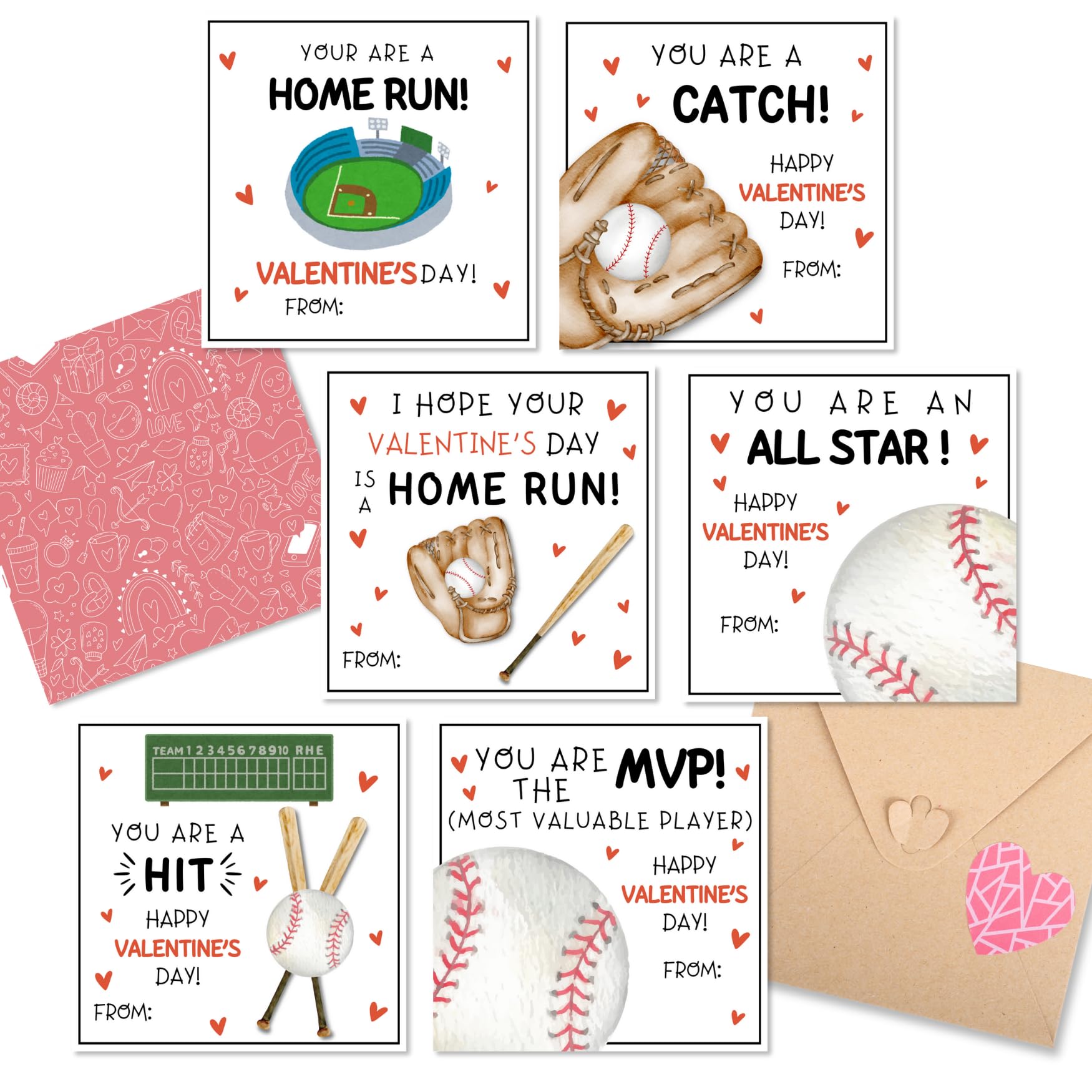 Amazon.com : VAINECHAY Valentines Day Cards for Kids Classroom - 48 ...