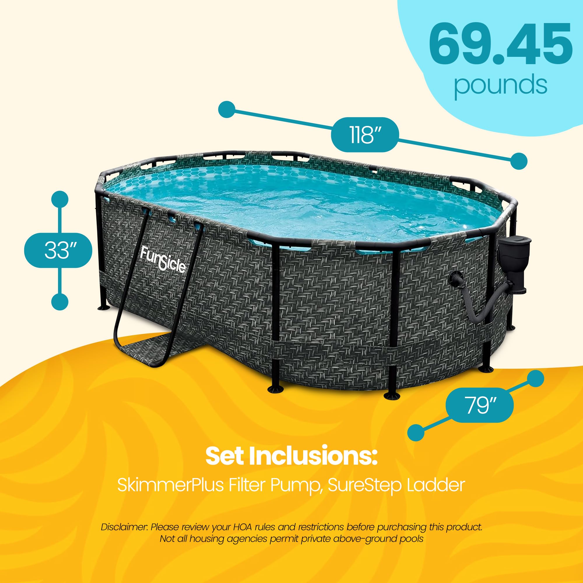 Snapklik.com : Funsicle Oasis 9 Foot By 10 Inch Oval Above Ground Pool