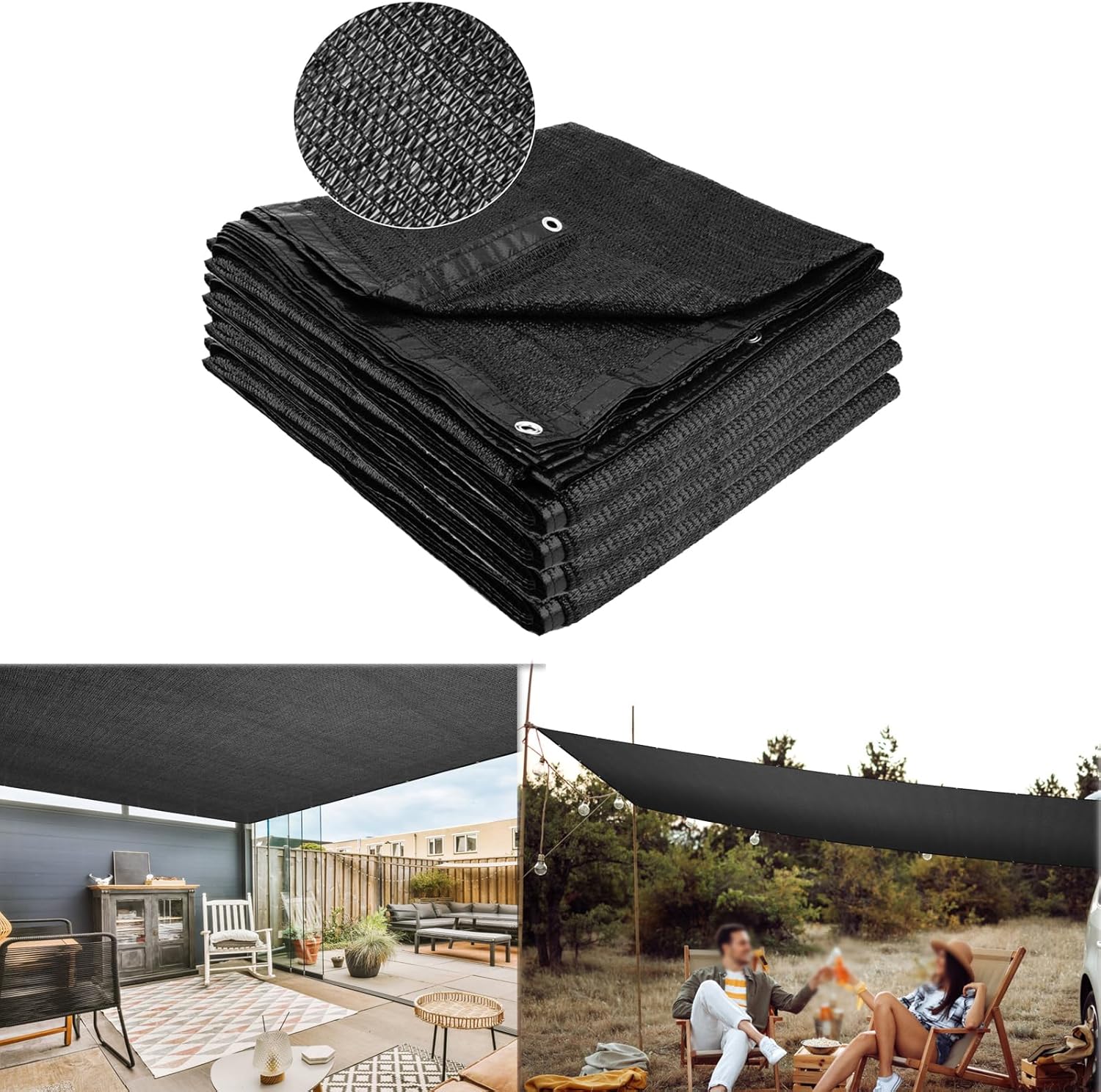Amazon.com : TOROTON 60% Sun Shade Cloth, 6 x 50ft Resistant Black Sun ...