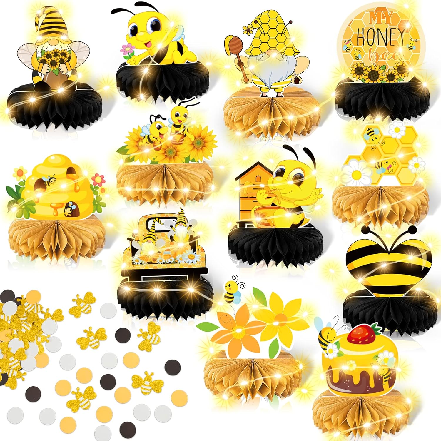 Amazon.com: FLOWERHERD Bee Party Decorations for Table - 12pcs Yellow ...