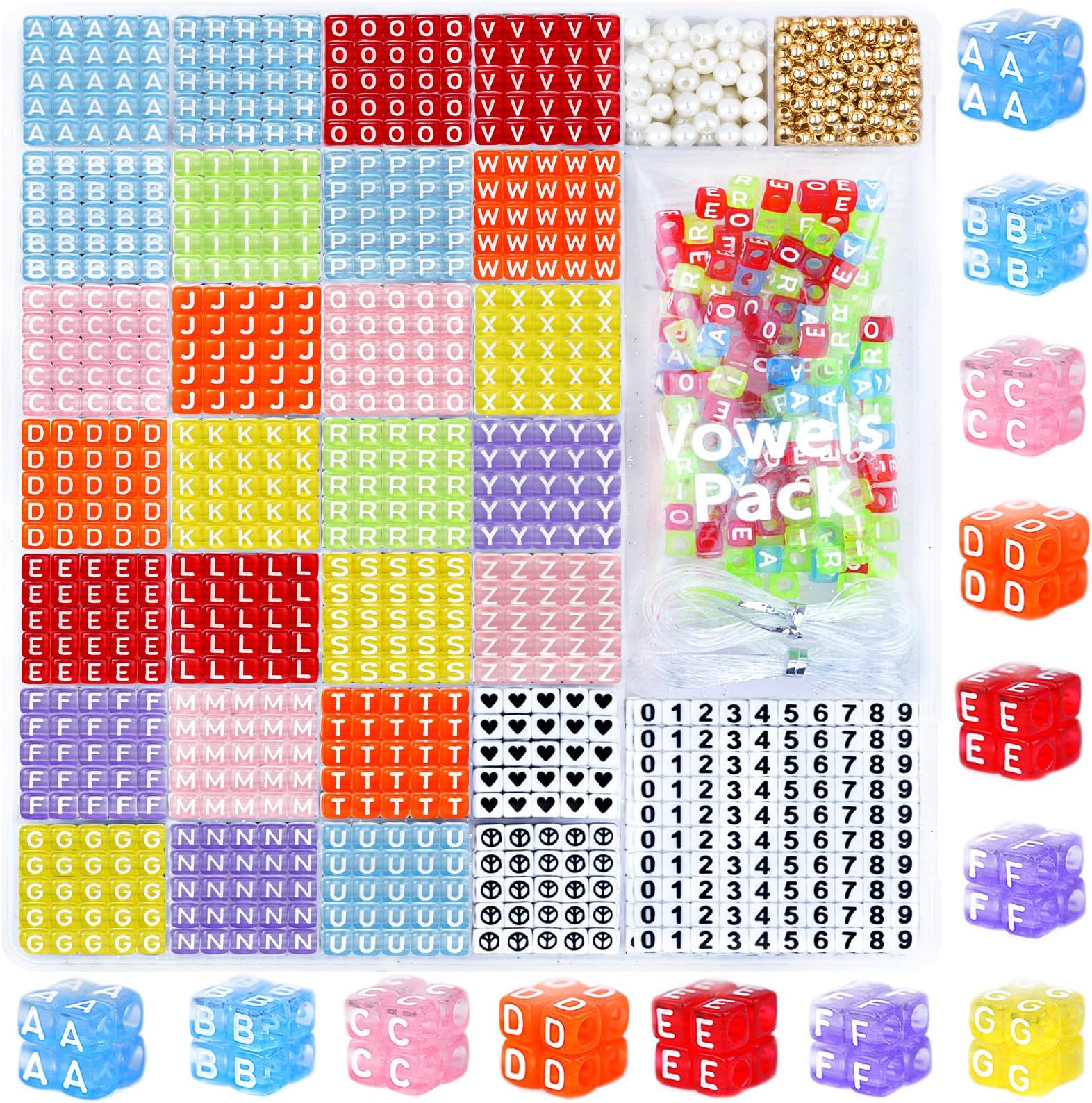 Amazon.com: DoDoBeads Alphabet Beads for Bracelets - 1270Pcs Square ...