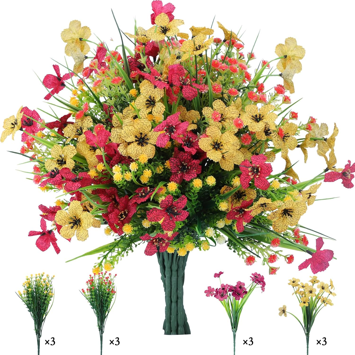 Amazon.com: COQOFA Artificial Flowers for Outdoors Faux Outdoor Plants ...