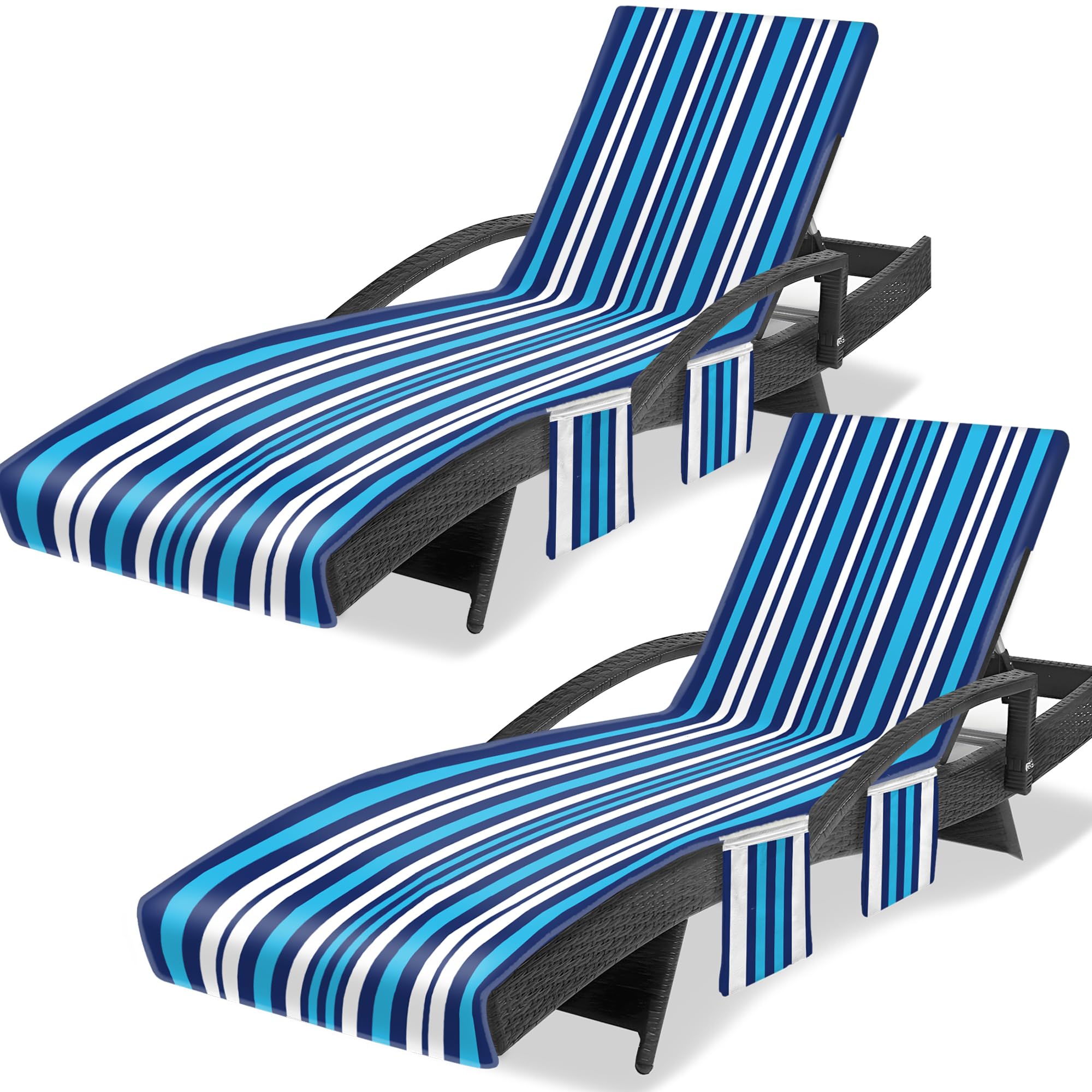Lounge Chair Towel Cover (Pack of 2), Striped Chaise Lounge Cover ...
