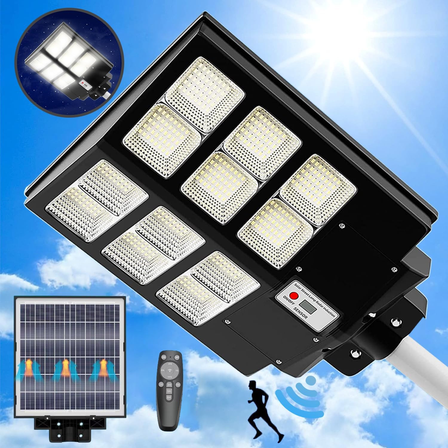 600W Lámparas Solar Exterior, 480 Led Luz 15000mah Lámpara Solar ...