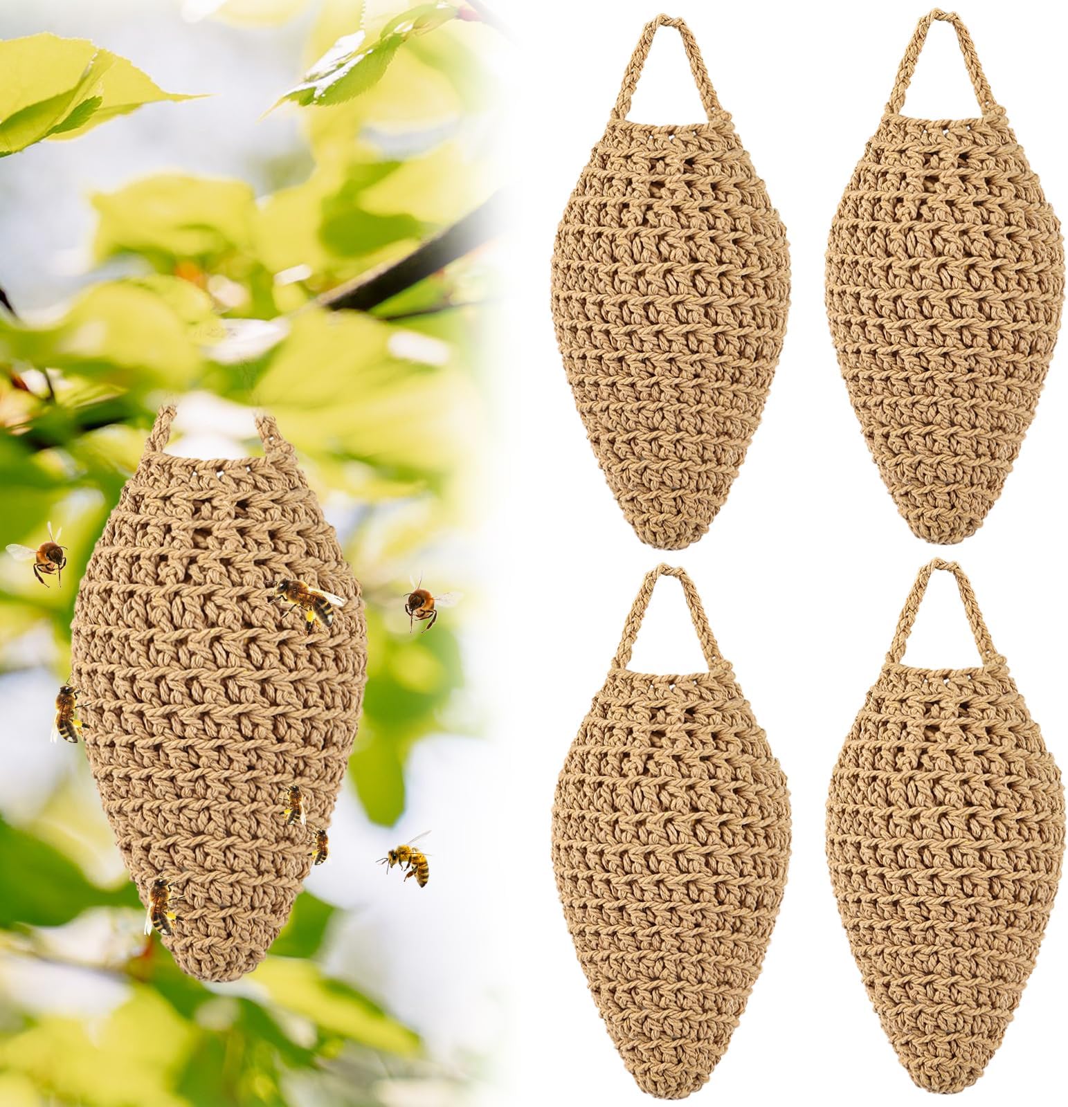 Amazon.com : GJL 4 Pack Crochet Wasp Nest Decoys, Faux Wasp Nest ...