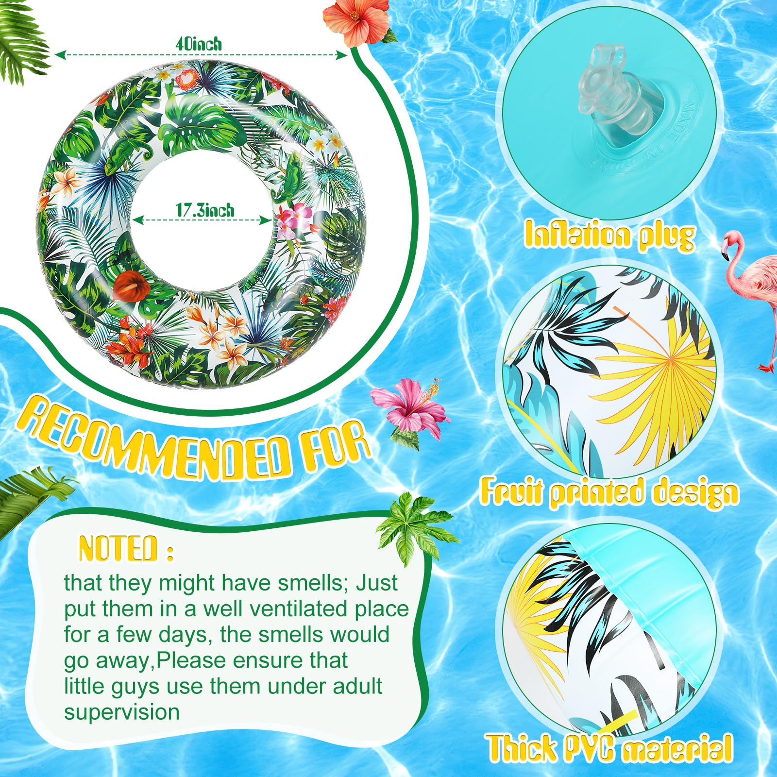 Snapklik.com : Libima 4 Pcs Inflatable Pool Floats, Pool Floaties Swim ...