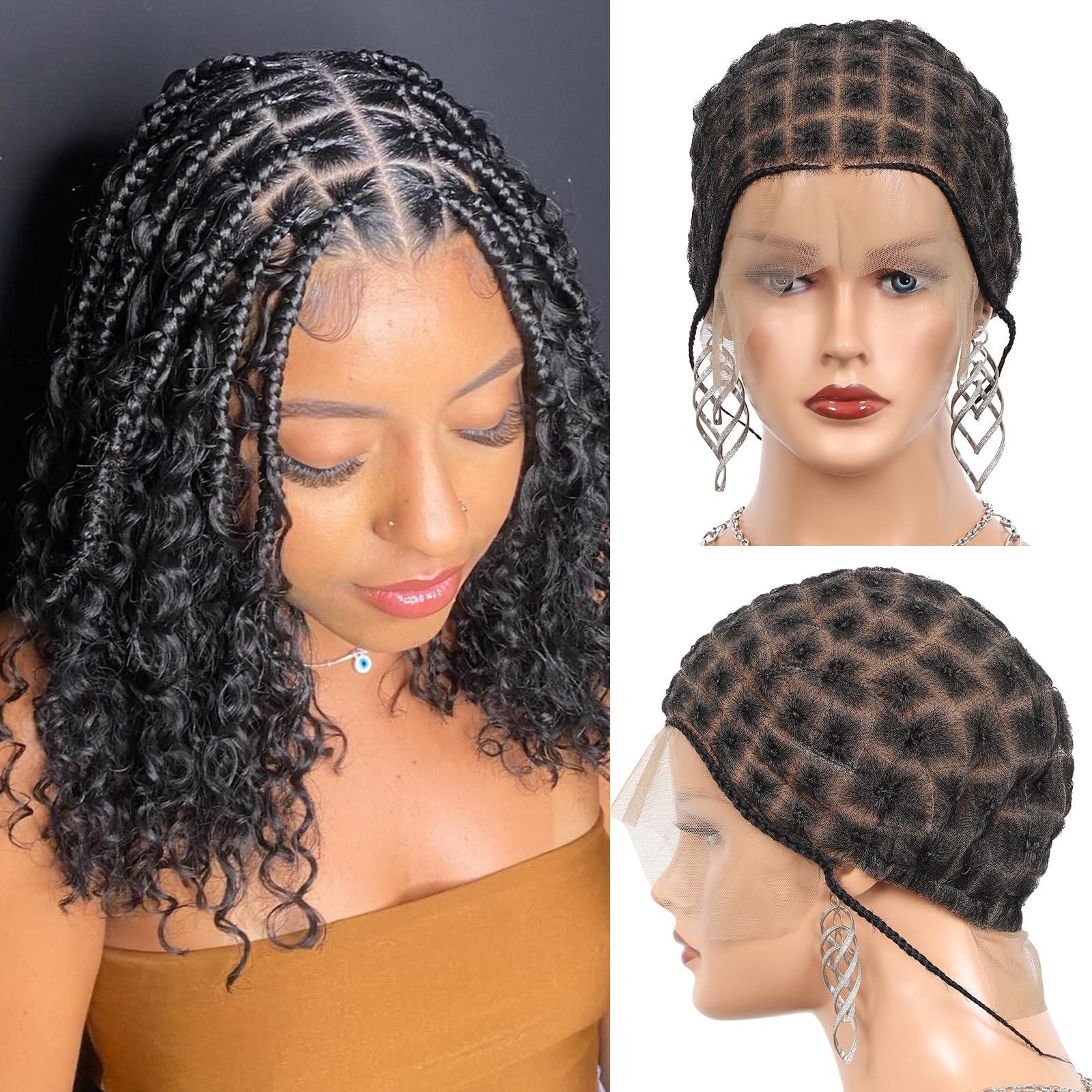 Amazon.com: Siddiuop Braided Wig Caps with Baby Hair Double Full Lace ...