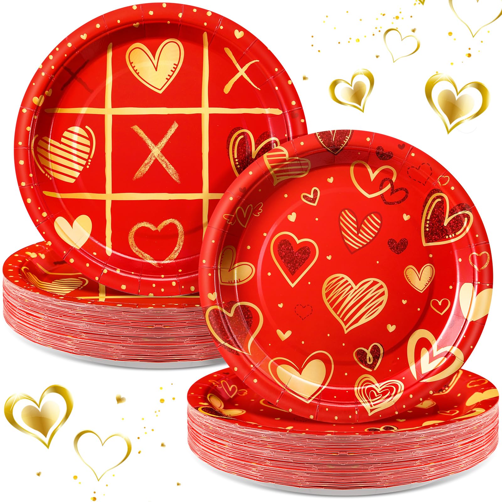 Amazon.com: Potchen 100 Pcs 7 Inch Valentine's Day Paper Plates ...
