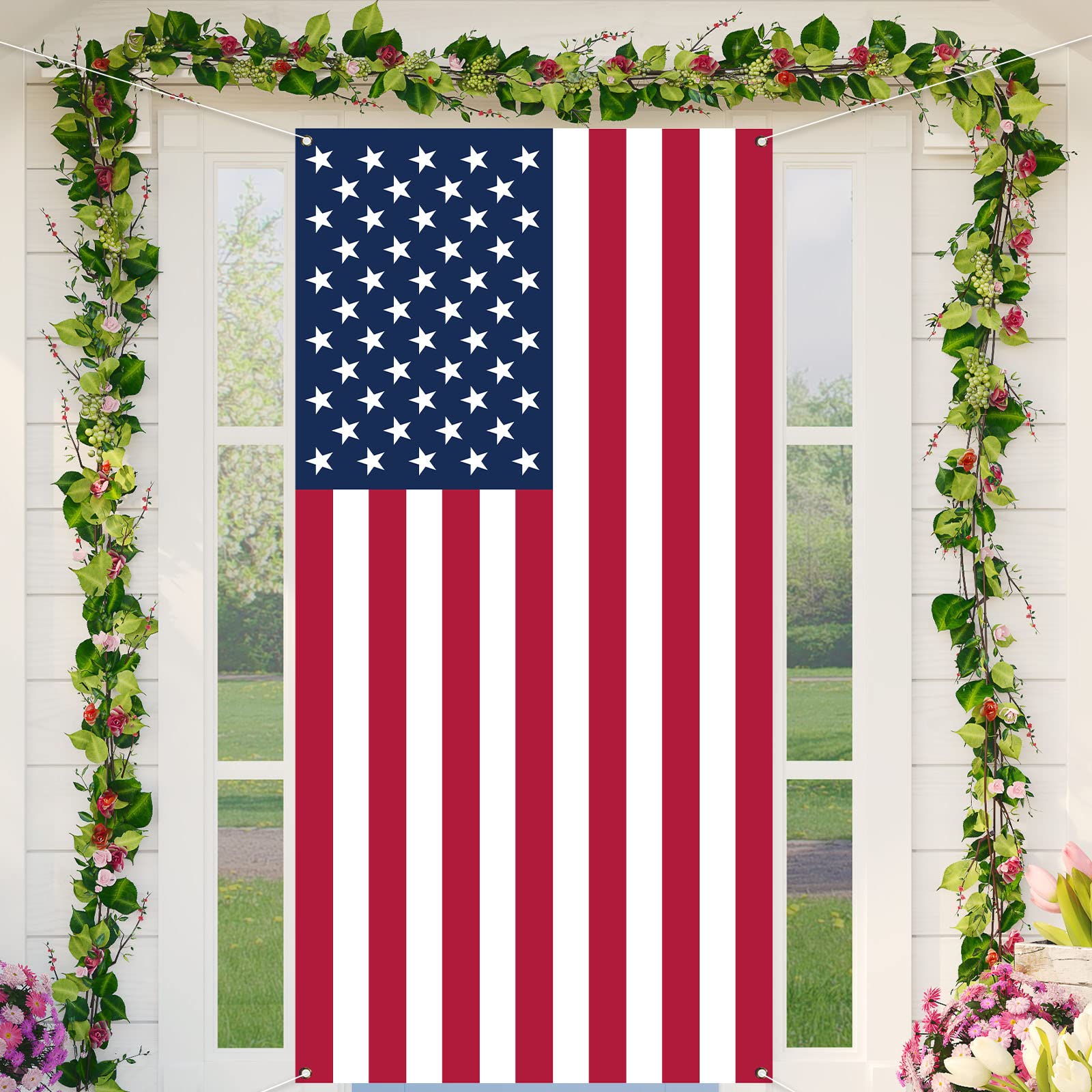Amazon.com : Memorial Day Decorations Memorial Day Door Cover Patriotic ...