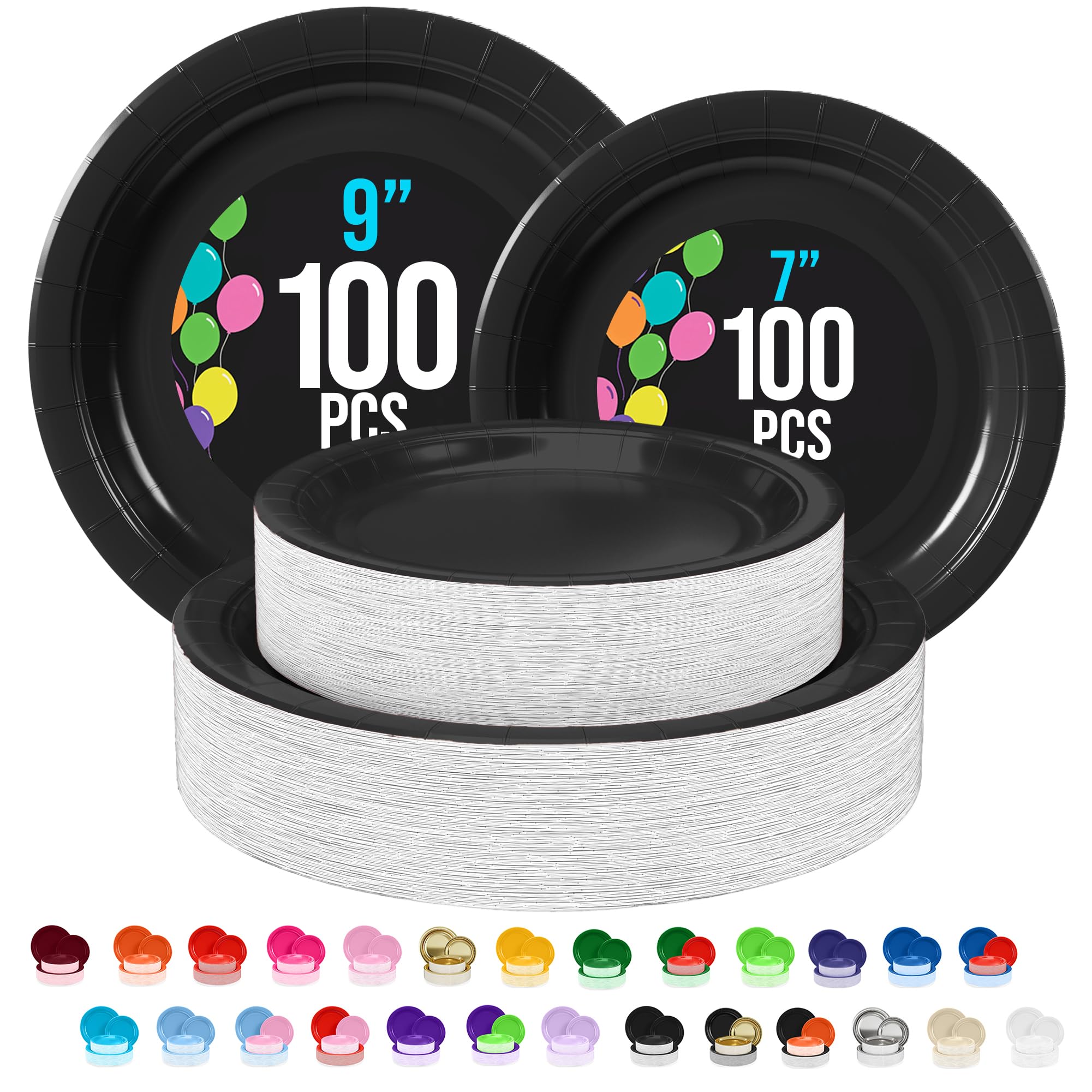 Amazon.com: Exquisite Black Paper Plates 200 Pack - 7" Black Paper ...