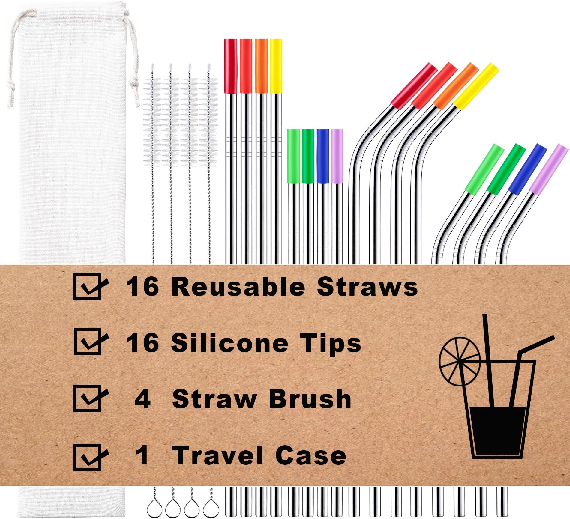 Amazon.com: Teivio 8 Pack Short Stainless Steel Straws 6.25 inch and 6 ...
