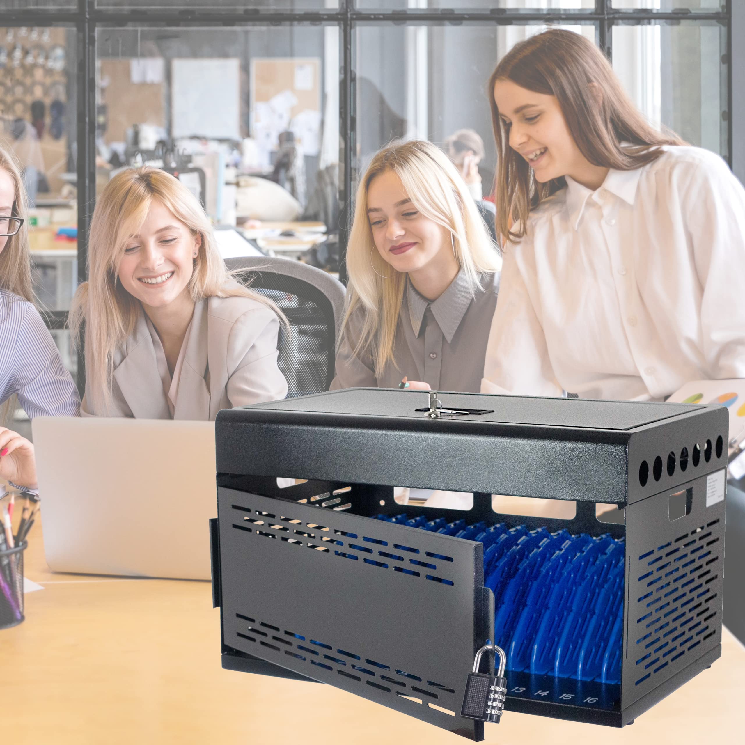 Buy Laptop Charging Cabinet for 16 Devices - Locking Charging Station ...