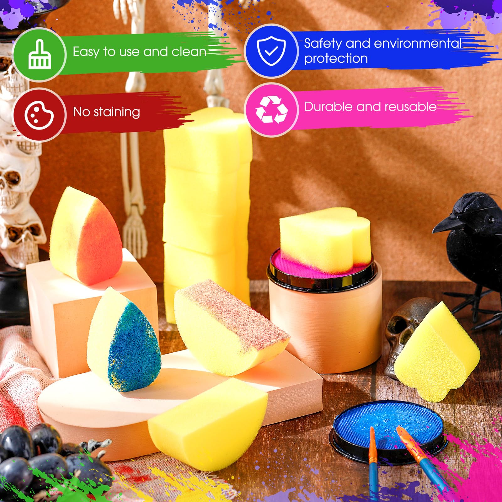 Snapklik.com : Mifoci 72 Pcs Face Paint Sponges Water Droplet Petal ...