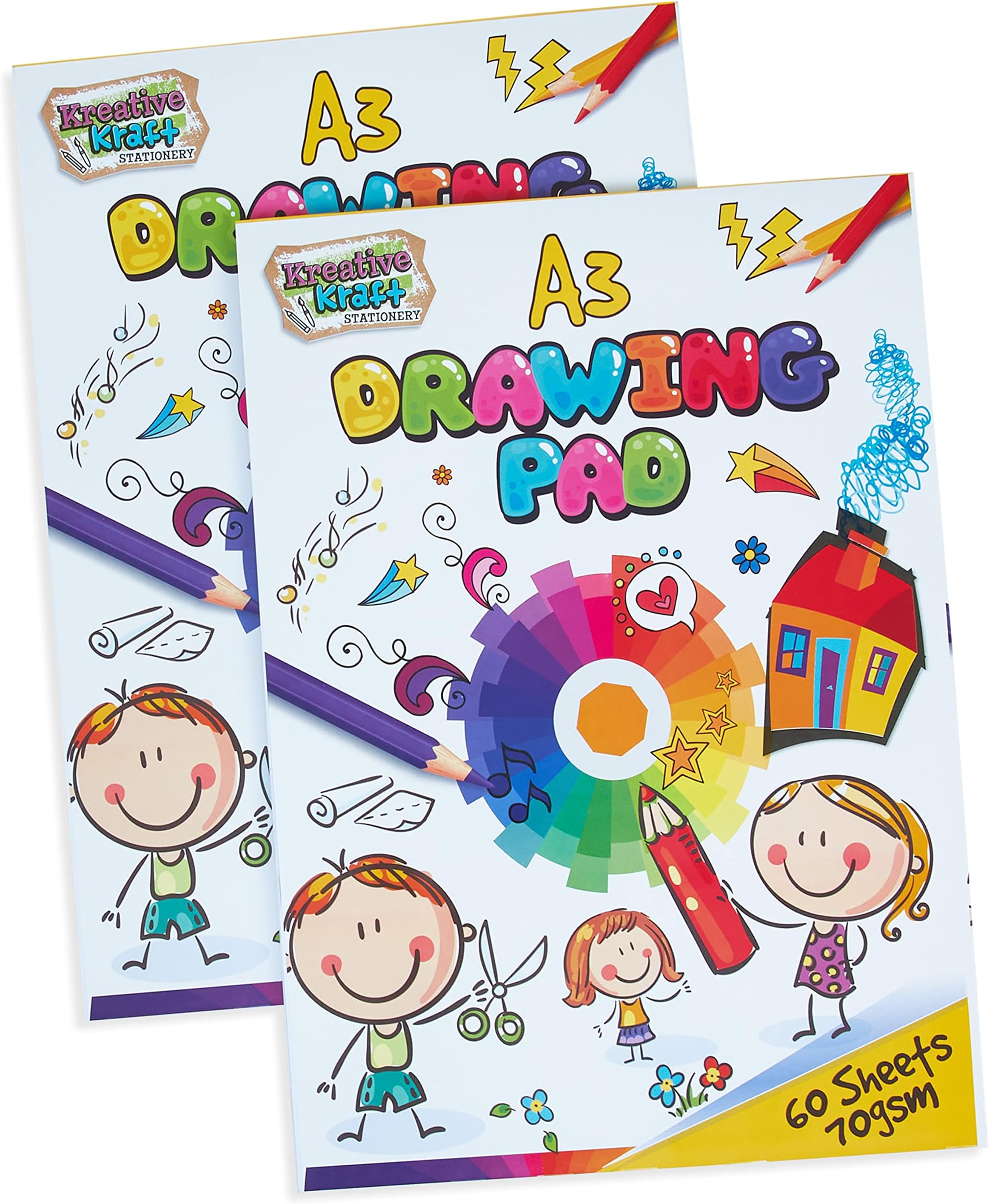 2 Packs of A3 Sketchbook Drawing Paper - Kids Coloring Book and Art ...