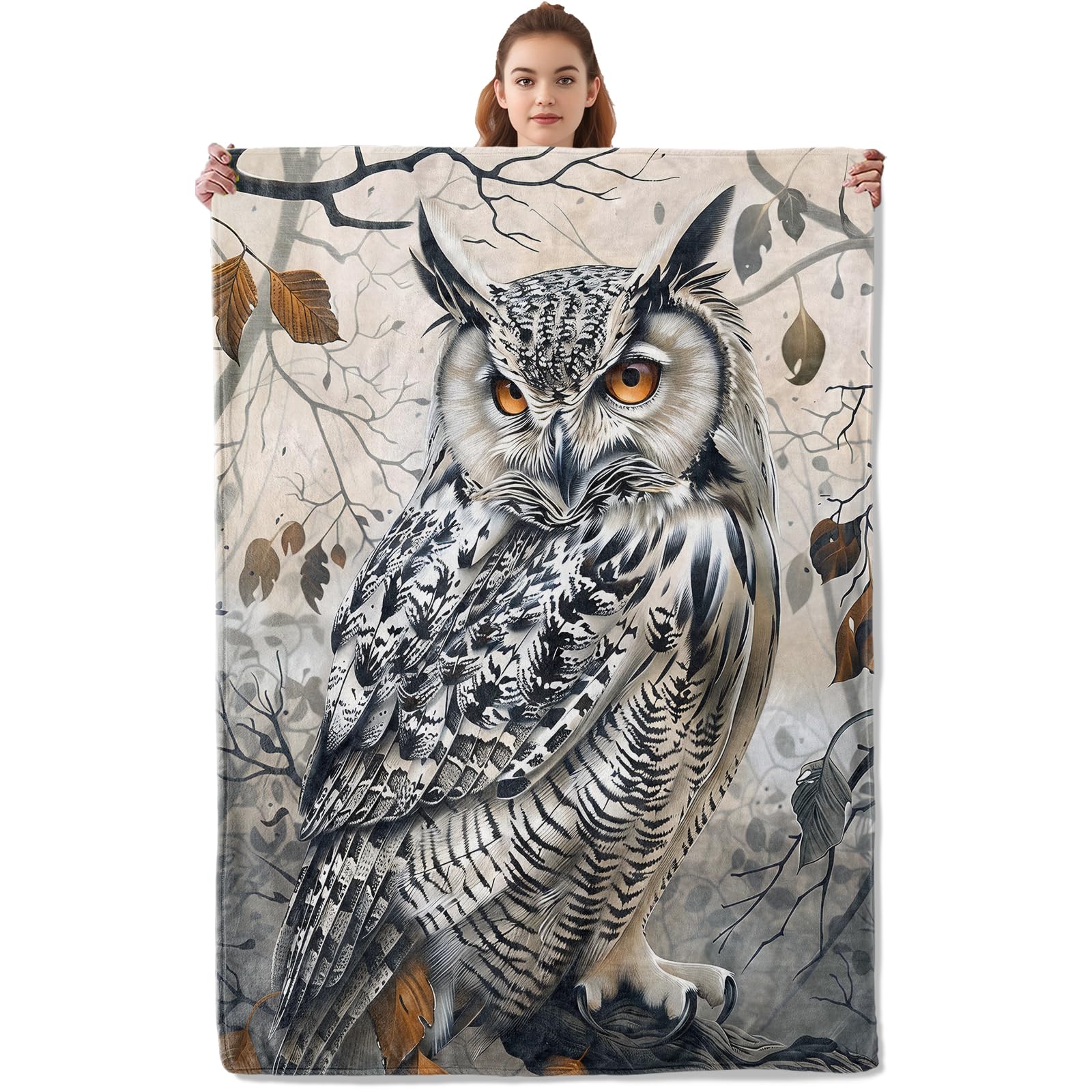 Amazon.com: Kibue White Owl Blanket - Soft & Lightweight Cozy Flannel ...