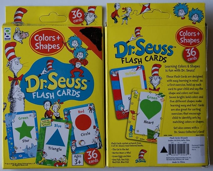 Amazon.com: Dr. Seuss Flash Cards Color and Shapes - Preschool Learning ...