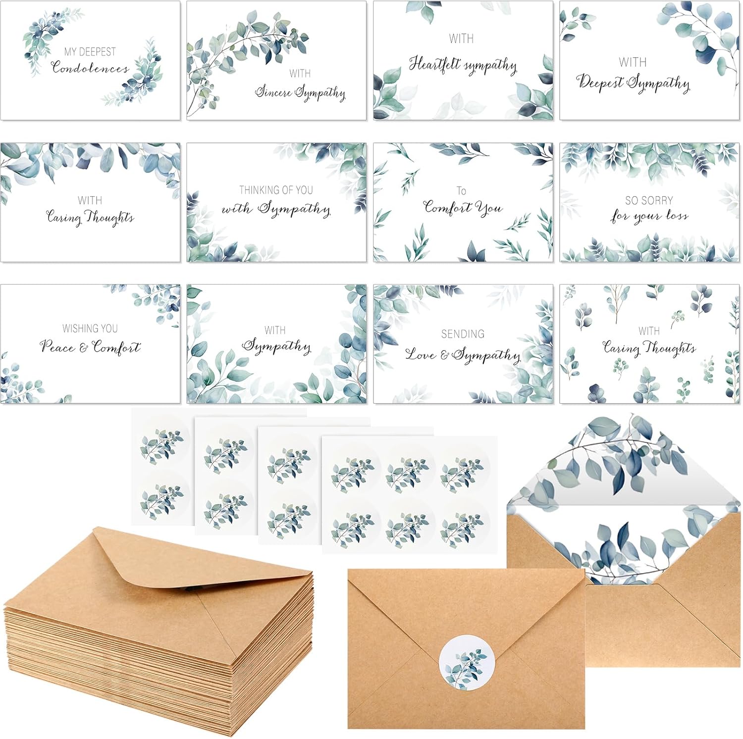 Amazon.com : 48 Sets Sympathy Cards with Envelopes and Stickers ...