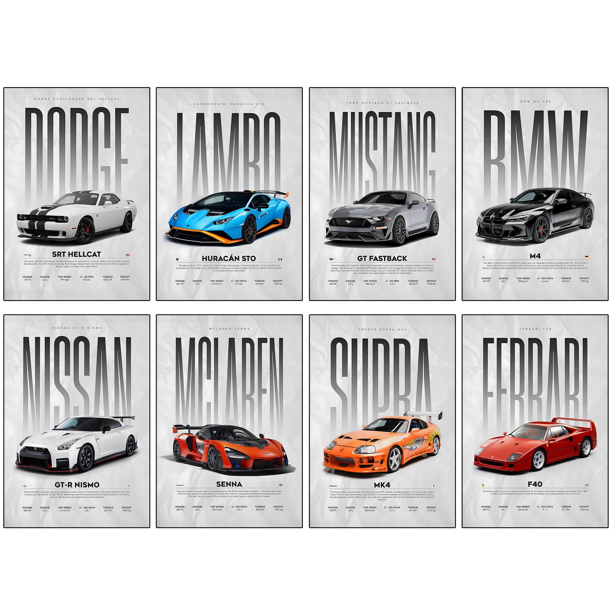 Fit-in Trends Car Poster For Wall Boys Room|Super Car Poster Stickers ...