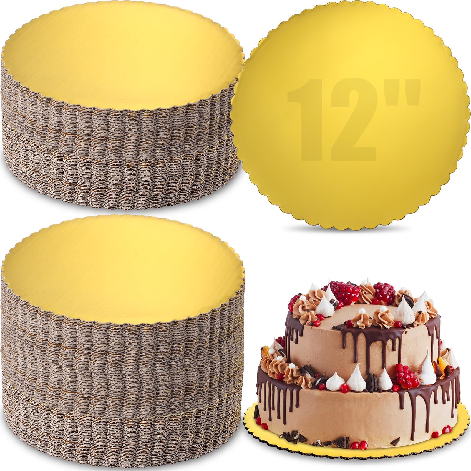 Amazon.com | 50 Pieces Cake Boards 10 Inch Round Gold Grease Proof Cake ...