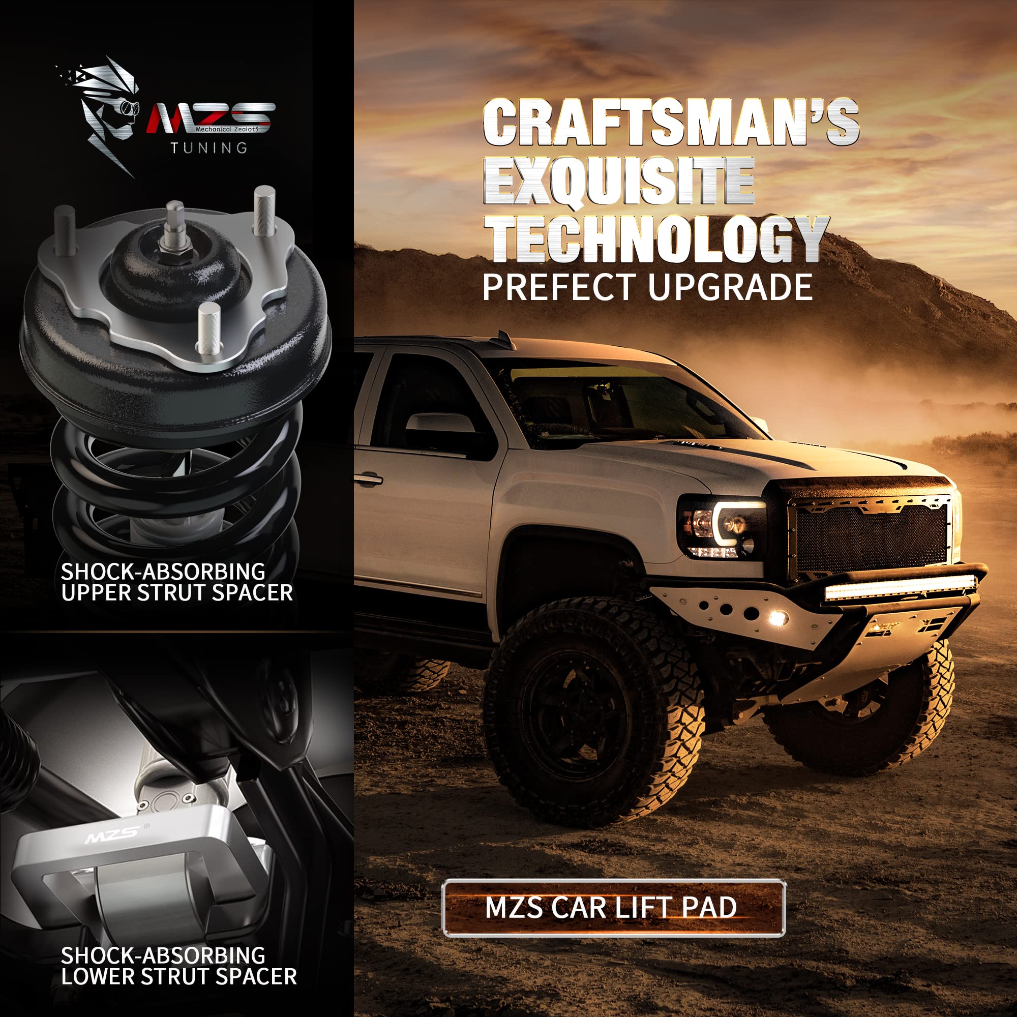 Snapklik.com : MZS 3" Leveling Kit Front Upper+Lower Lift Strut Spacers ...