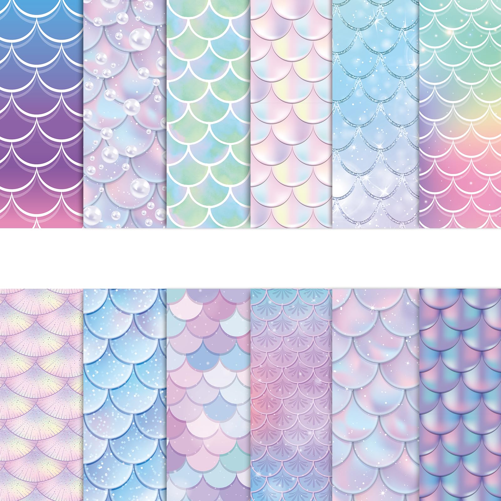 Snapklik.com : 24Pcs Mermaid Scale Scrapbook Paper Double-Sided Craft ...