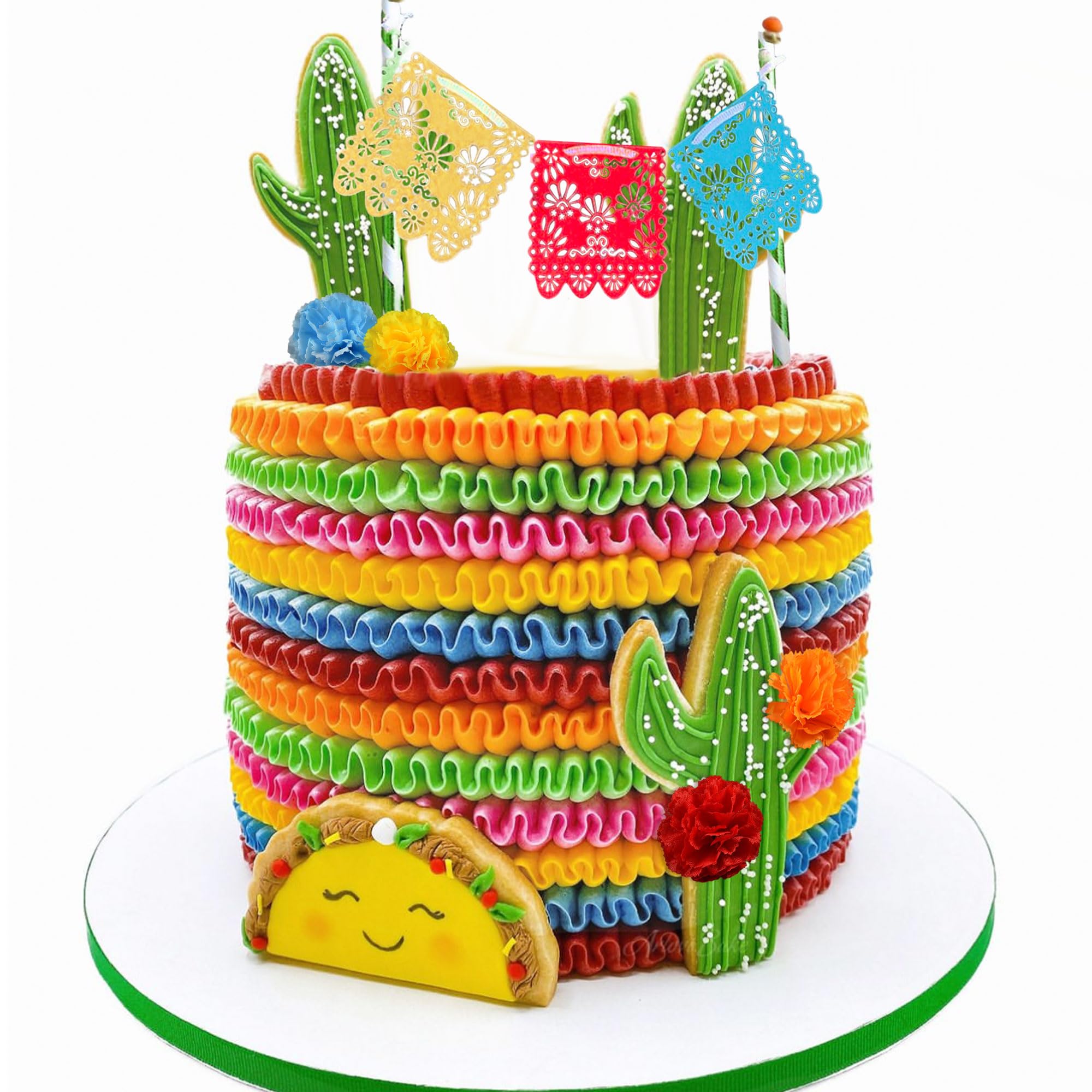 Snapklik.com : Papel Picado Cake Banner Mexican Fiesta Cake Decoration ...