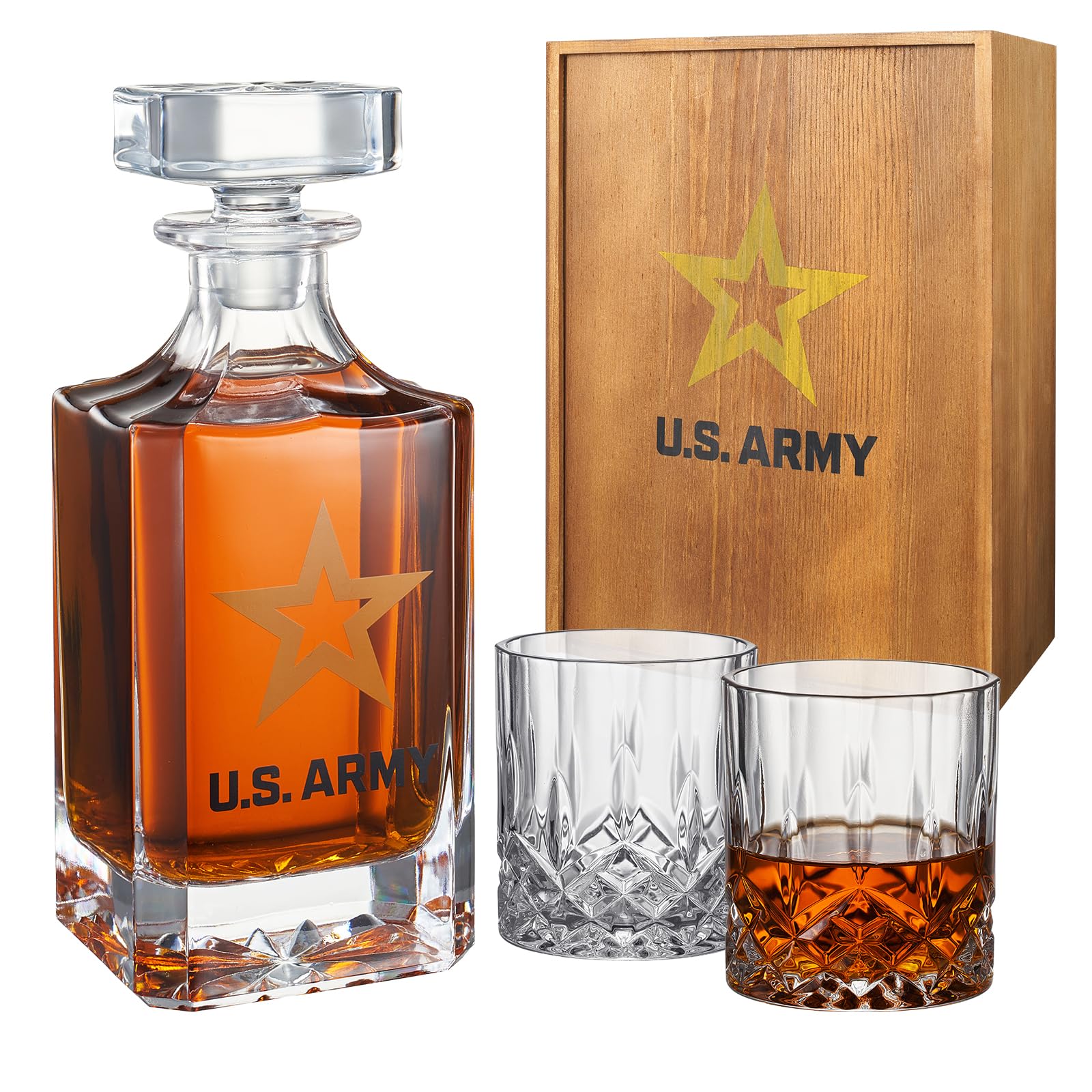 Amazon.com | Army Whiskey Decanter Gift Set | 730mL Decanter 2 Whiskey ...