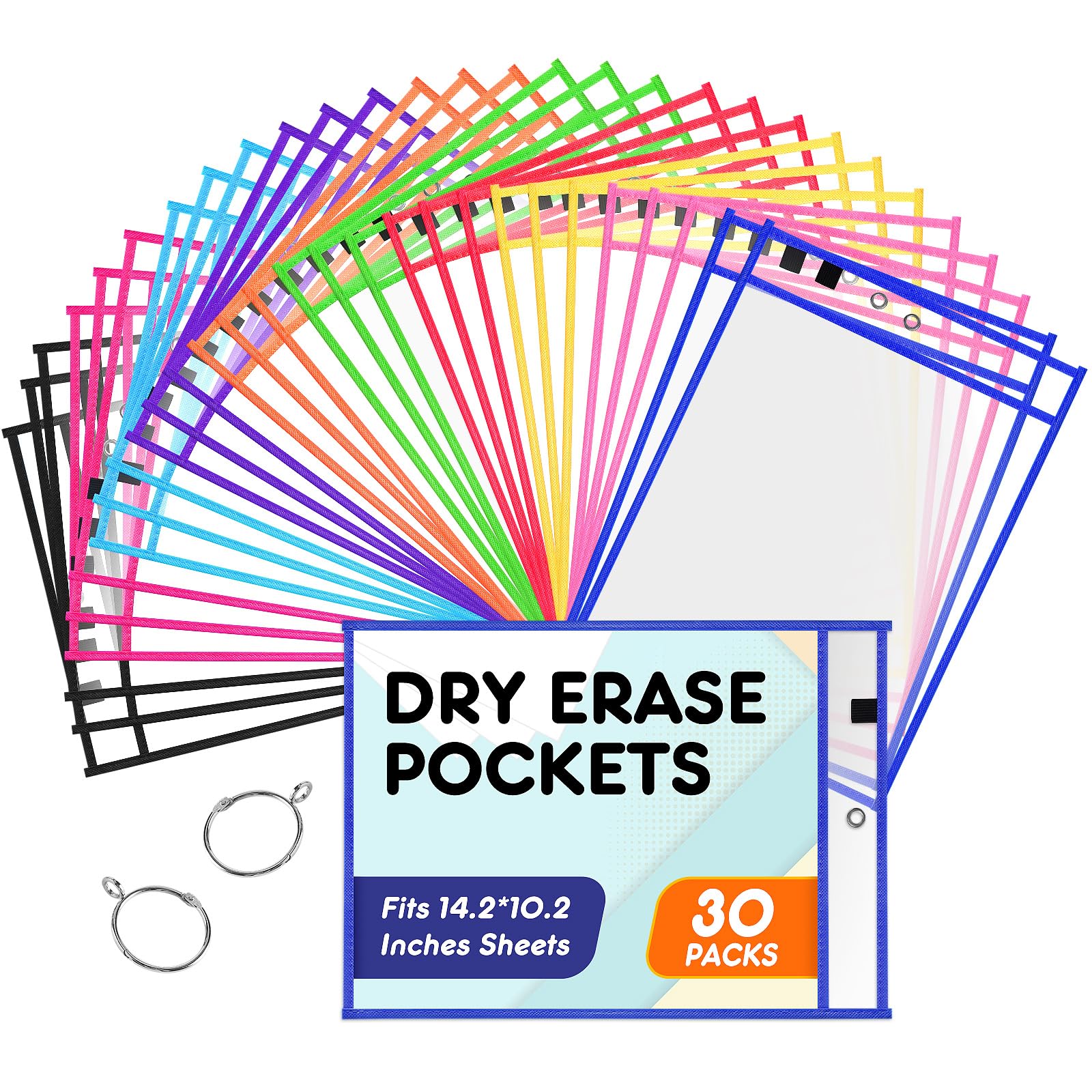 Snapklik.com : Oversized Reusable Dry Erase Pocket,30 Packs Plastic Sleeves
