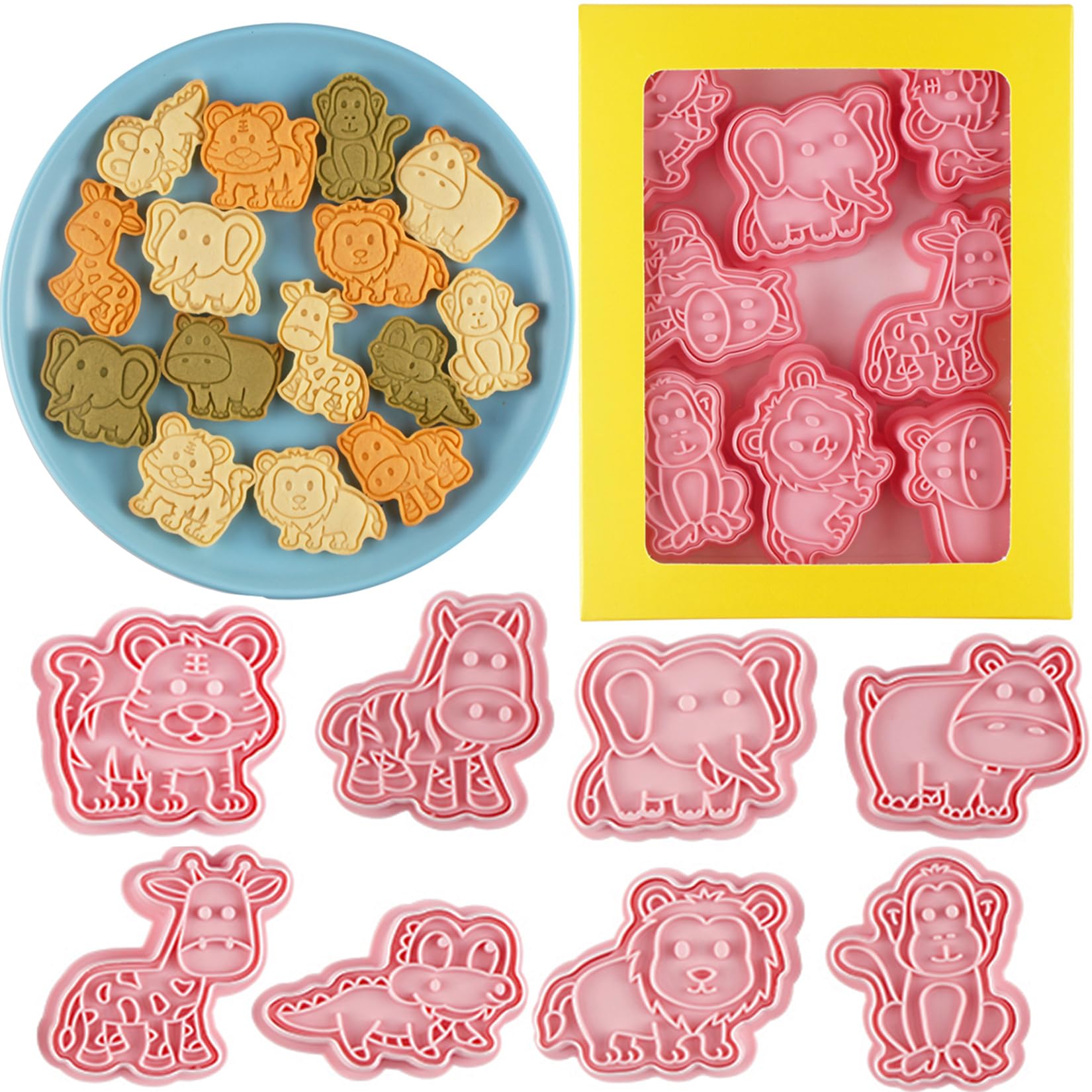 Amazon.com: 8 Pcs Animal Cookie Cutters Set Baking Molds 3D Animal ...