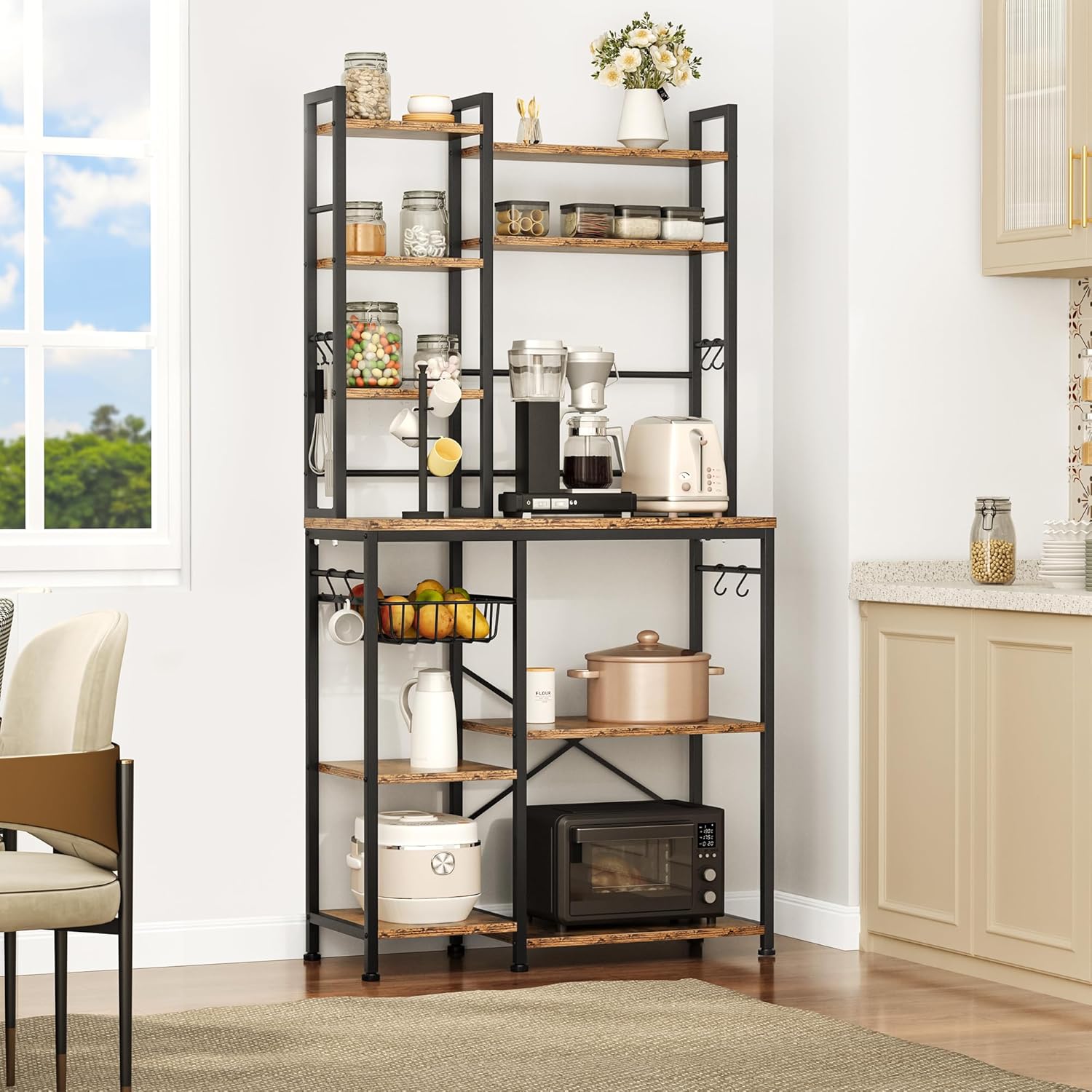 YITAHOME Kitchen Baker's Rack, Free Standing Microwave Oven Storage ...