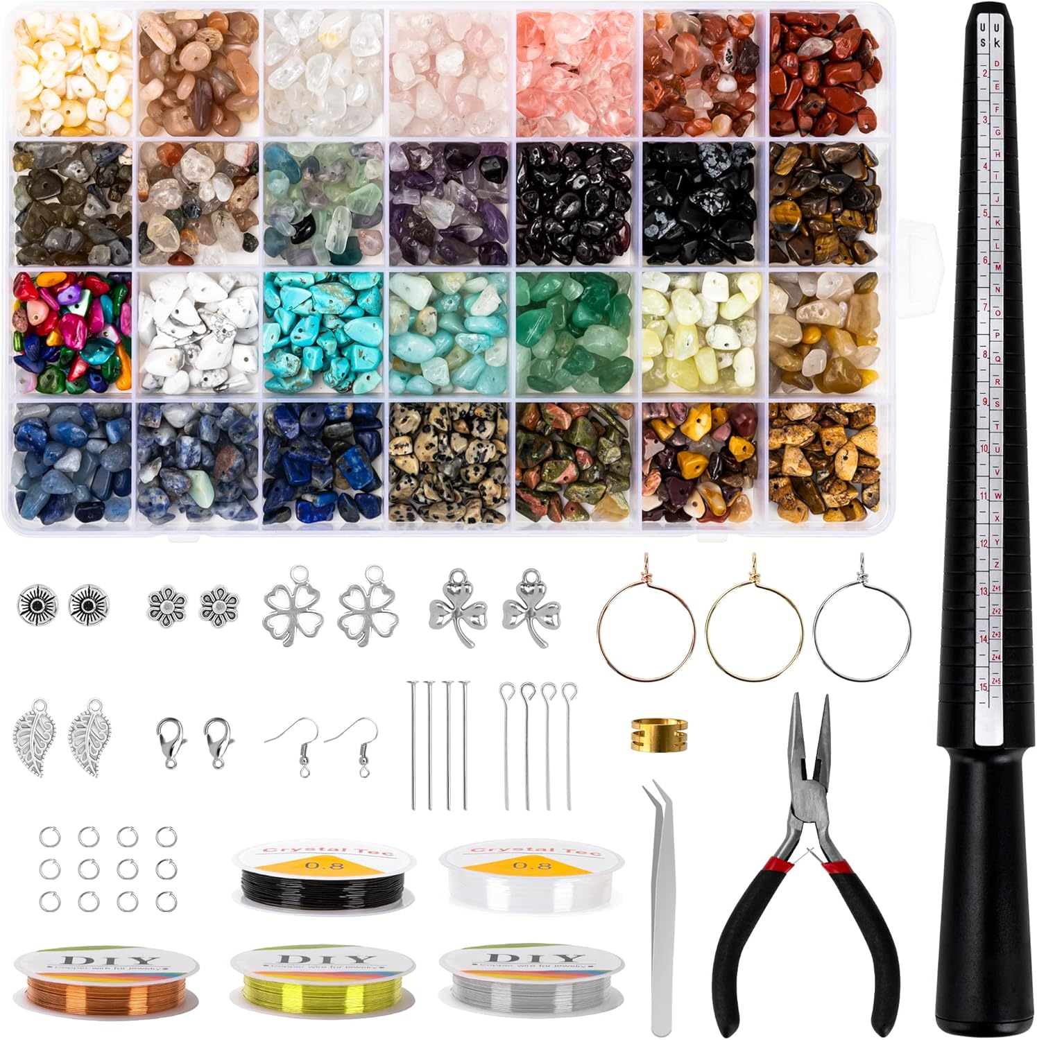 Amazon.com: JARLINK 1818 Pcs Crystal Jewelry Making Kit, DIY Ring ...