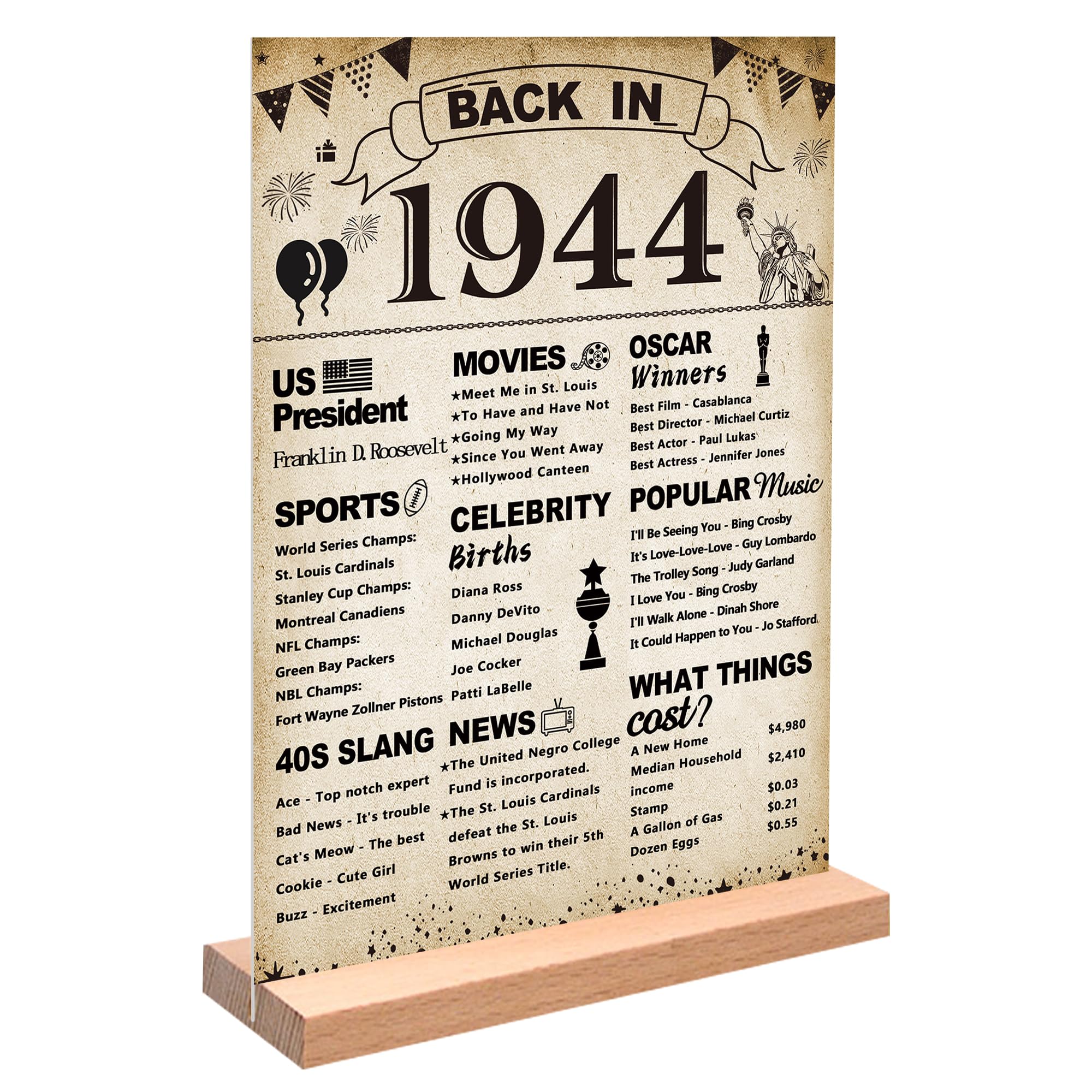 Snapklik.com : DARUNAXY 80th Birthday Party Decorations, Vintage Back ...