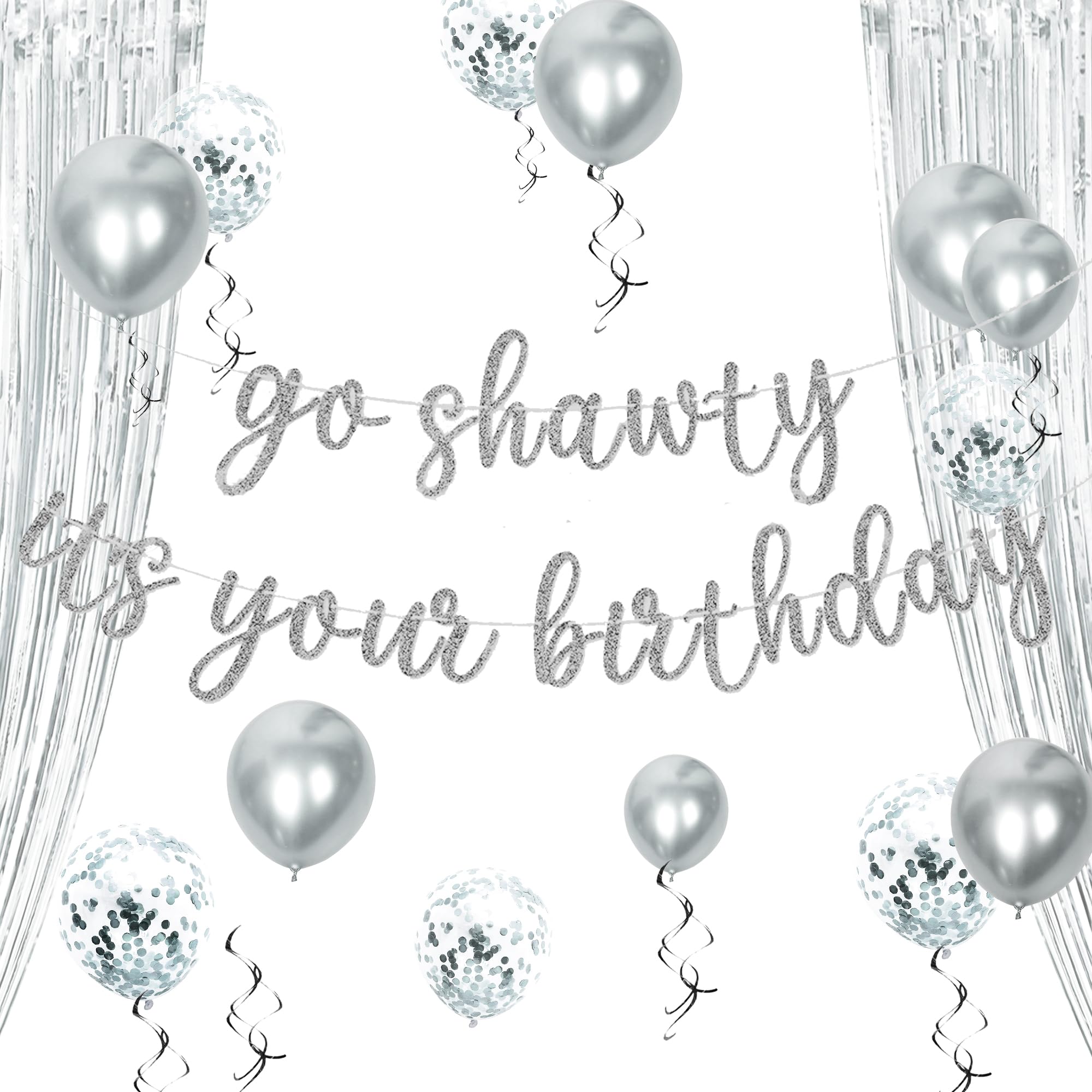 Amazon.com: 13 PCS Go Shawty It's Your Birthday Banner, Balloons Hip ...