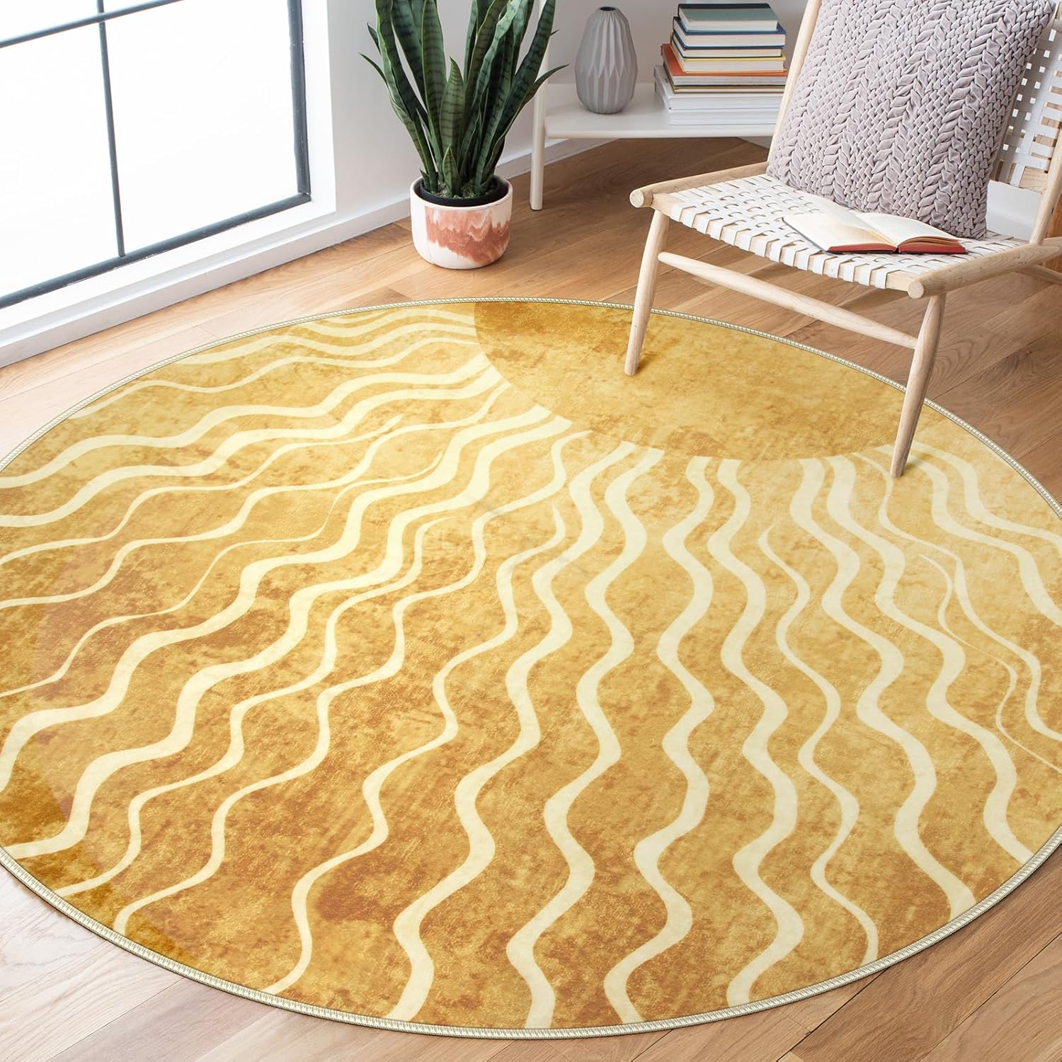 Amazon.com: Wonnitar Sun Print Round Area Rug, Boho Washable 5ft Circle ...