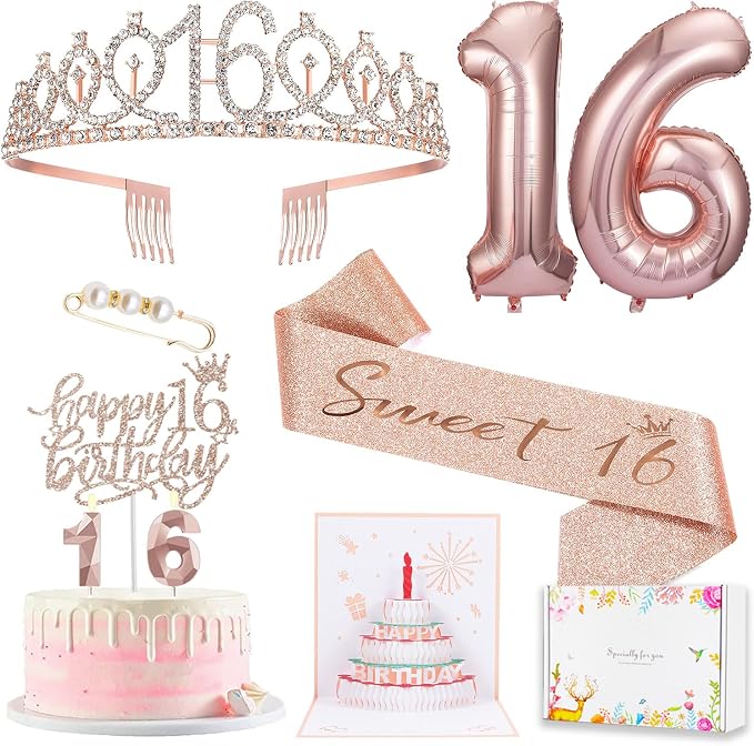 Amazon.com: Sweet 16 Birthday Party Decorations for Girls, Sweet 16 ...