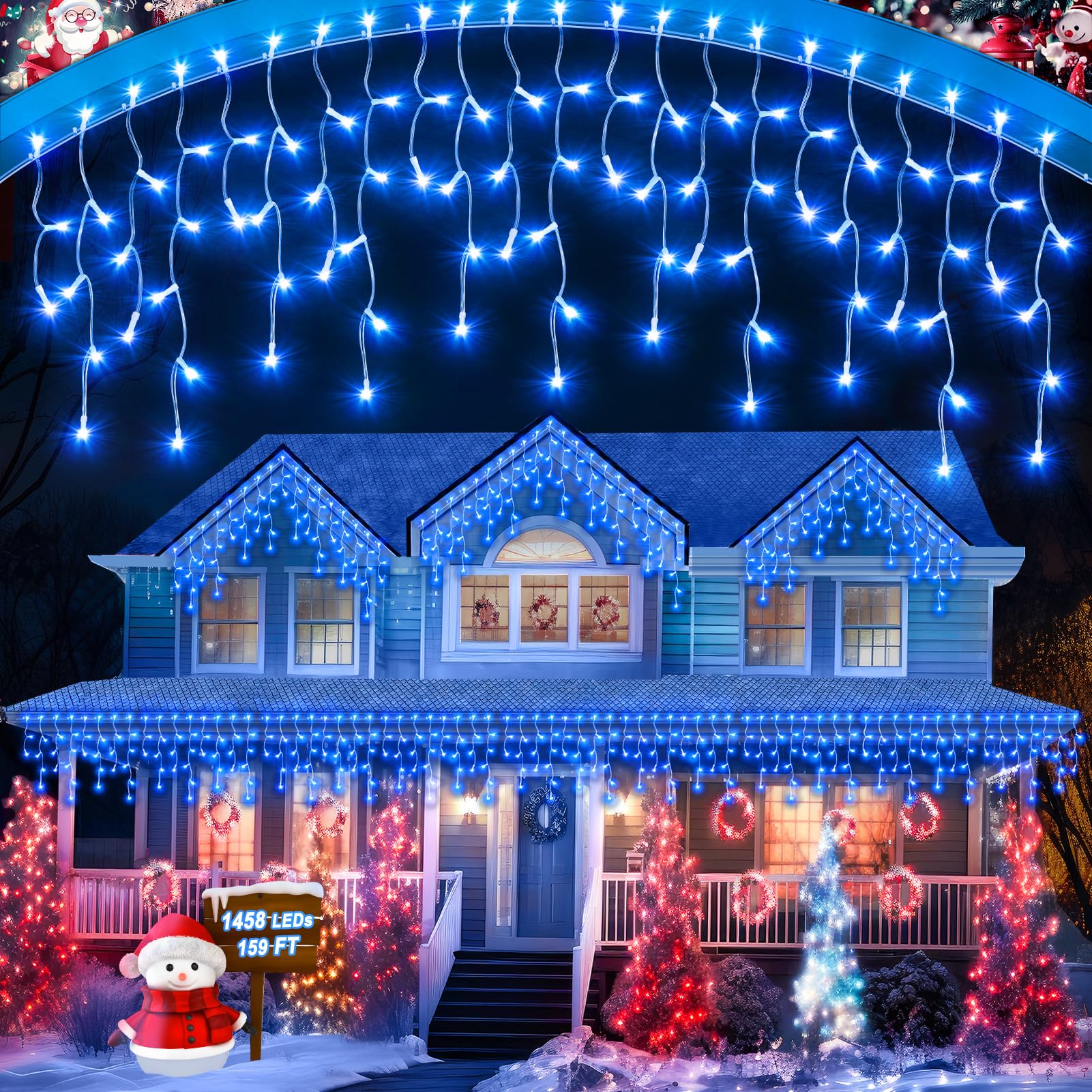 159 FT Christmas Lights Outdoor, 1458 LED Waterproof Outside Christmas ...