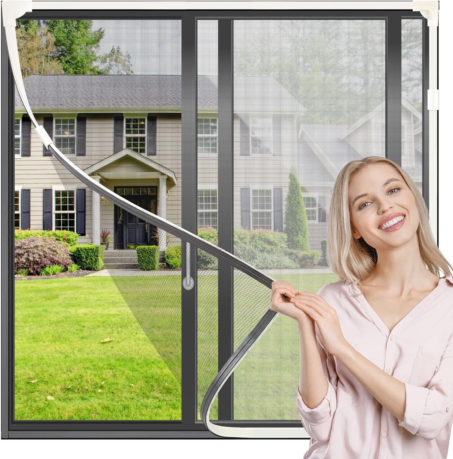 Magnetic Fly Screens Windows, MOEGFY Window Screen Mosquito Netting ...