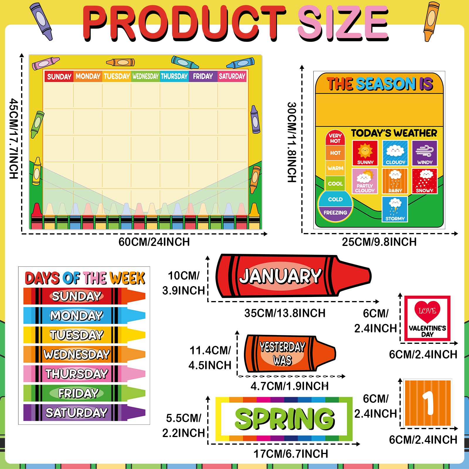 Snapklik.com : Colorful Crayon Calendar Bulletin Board Set Crayons CTP ...