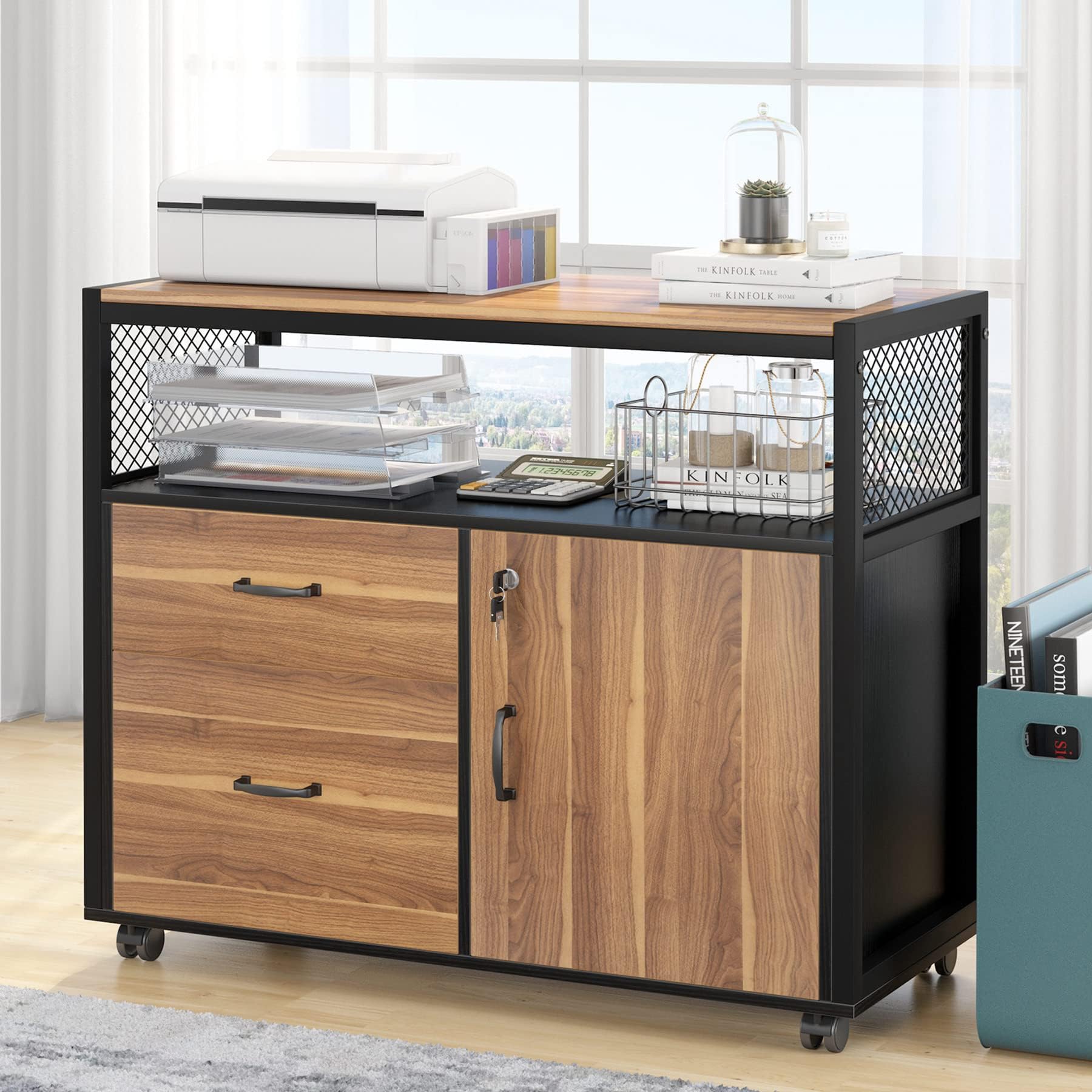Amazon.com: VINGLI Wide 4 Drawer File Cabinet with Lock, Wood Lateral ...